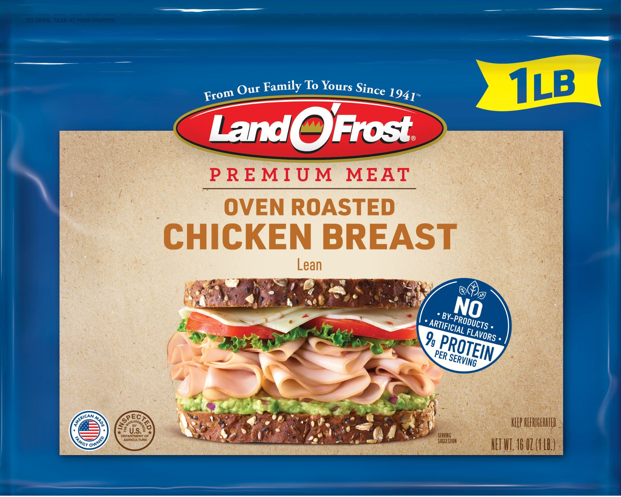 Land O' Frost Premium, Oven Roasted Chicken Breast Sliced Deli Meat, 1 ...