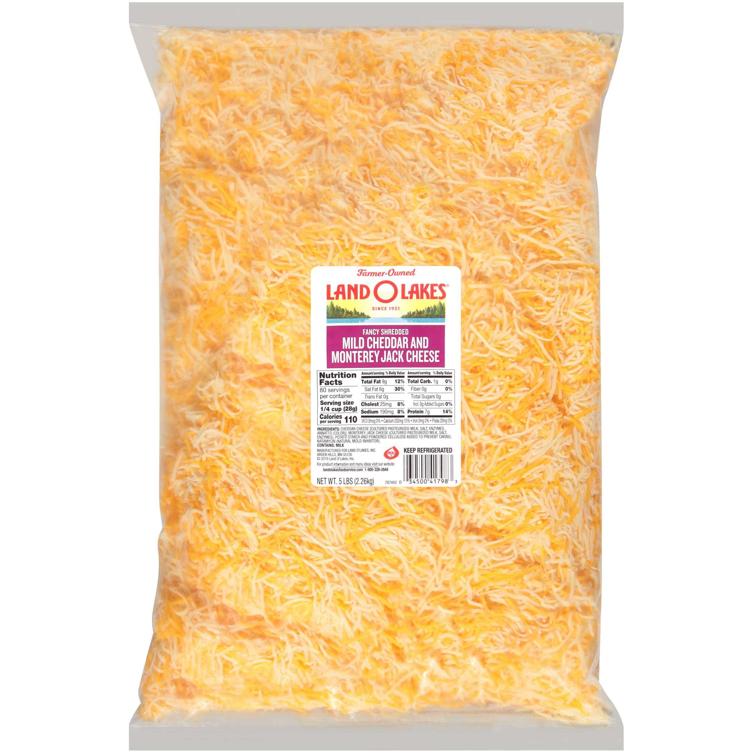 Land O Lakes Fancy Shredded Monterey Jack Mild Cheddar Cheese, 5 Pound ...