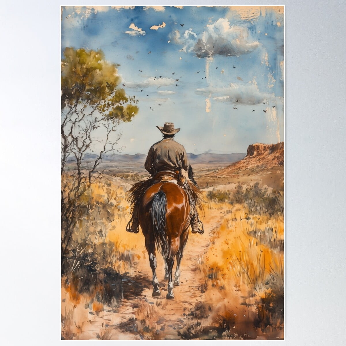 Our Land. Original Watercolour Artwork. Australian Indigenous Cowboy ...