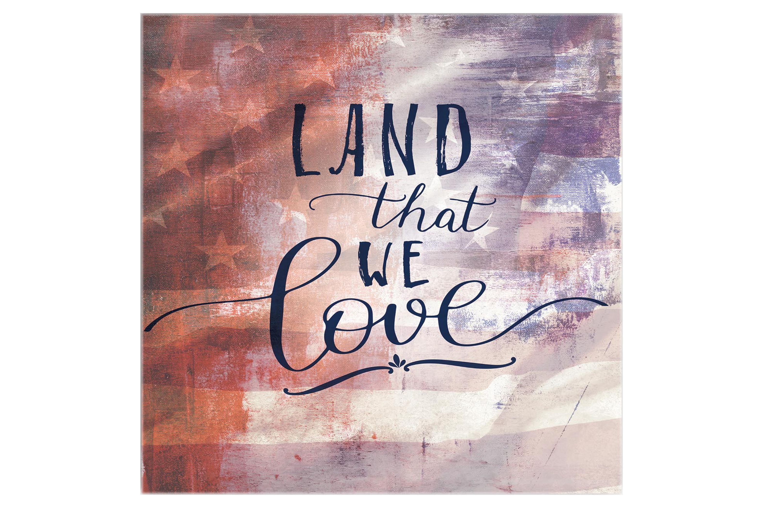 Land That We Love Red White Blue Flag 12 x 12 Wood Wall Sign Plaque ...