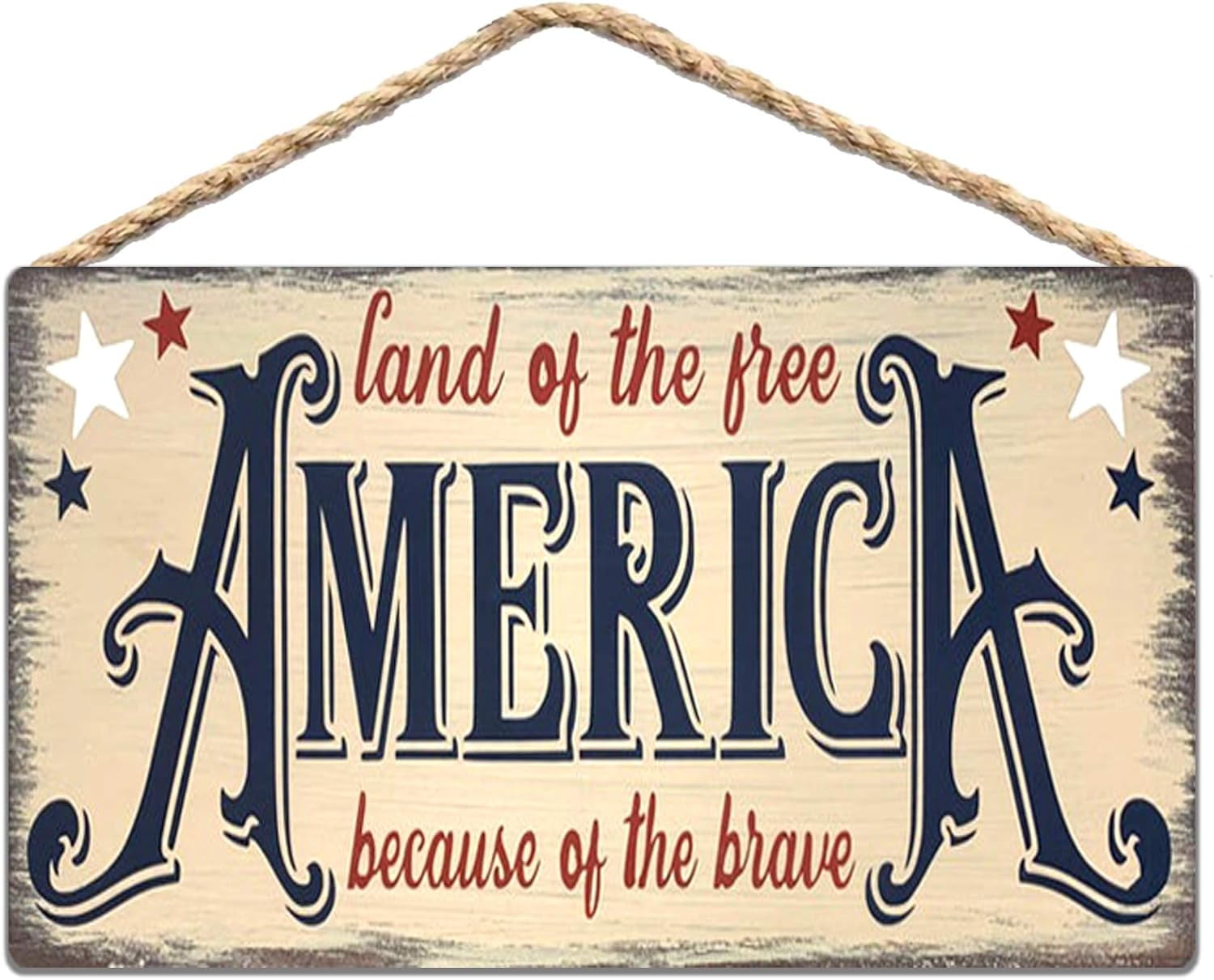 Land of The Free Because of The Brave Sign Patriotic Tin Signs 8x12 Inch Cave Indoor Outdoor ...