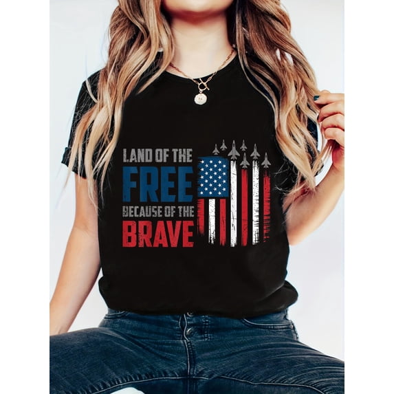 Land of Free Because of Brave Flag US Air Force Memorial Day T-Shirt ...