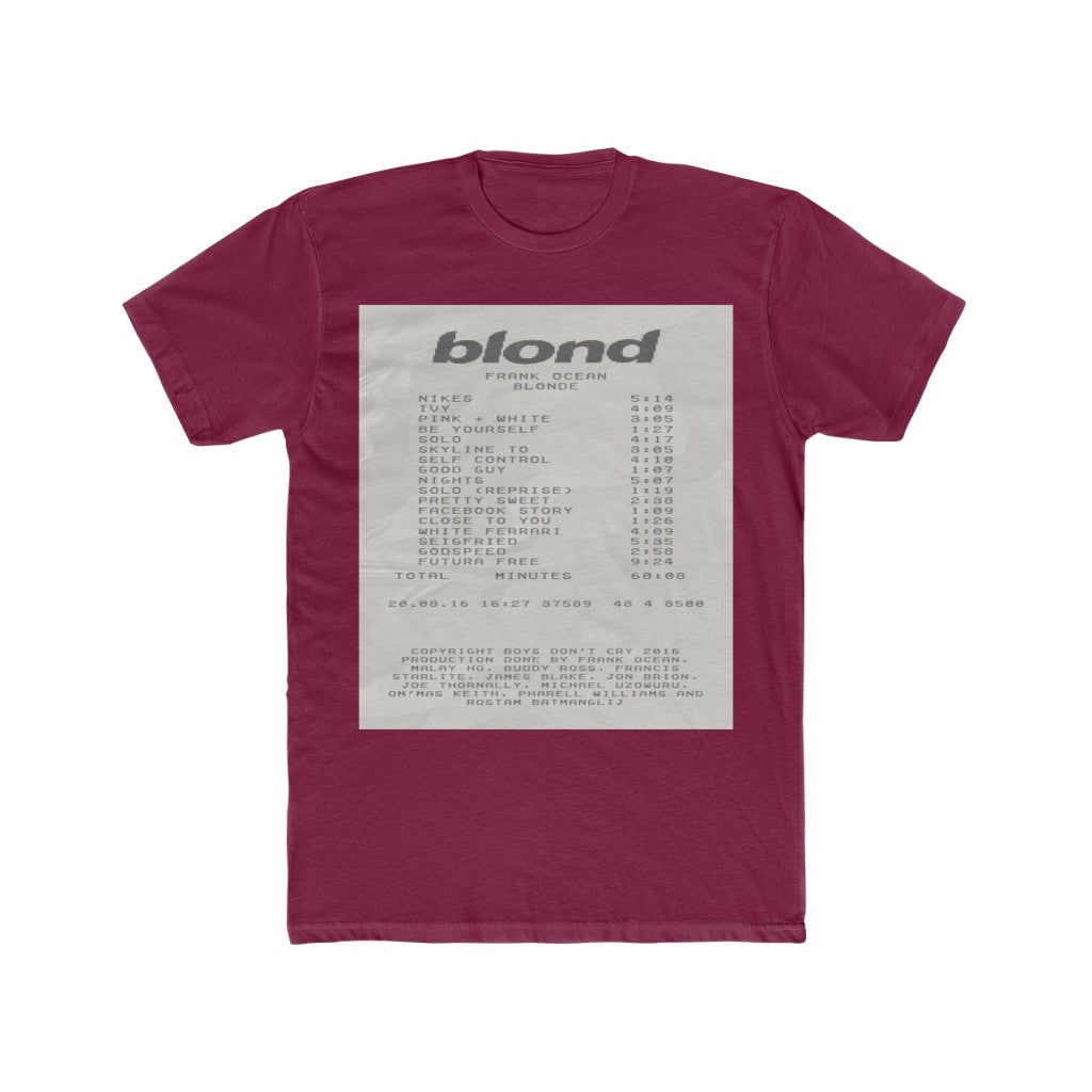 Land of Nostalgia Men's Cotton Crew Frank Ocean Blonde Receipt Tee ...