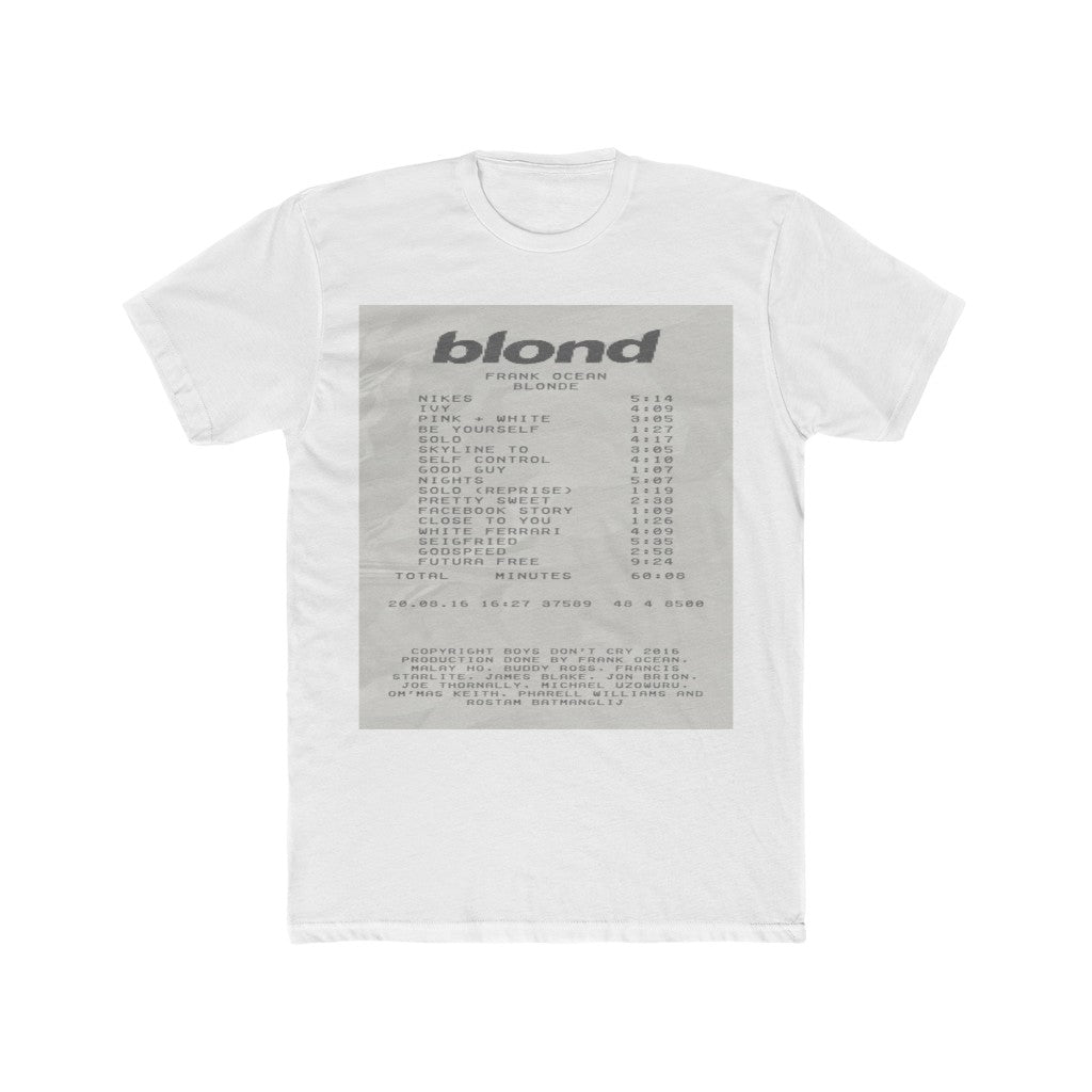 Land of Nostalgia Men's Cotton Crew Frank Ocean Blonde Receipt Tee ...