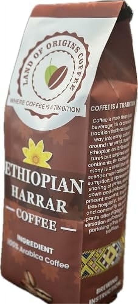 Land of Origins Coffee Ethiopian Harrar Whole Beans Medium Roast Coffee ...