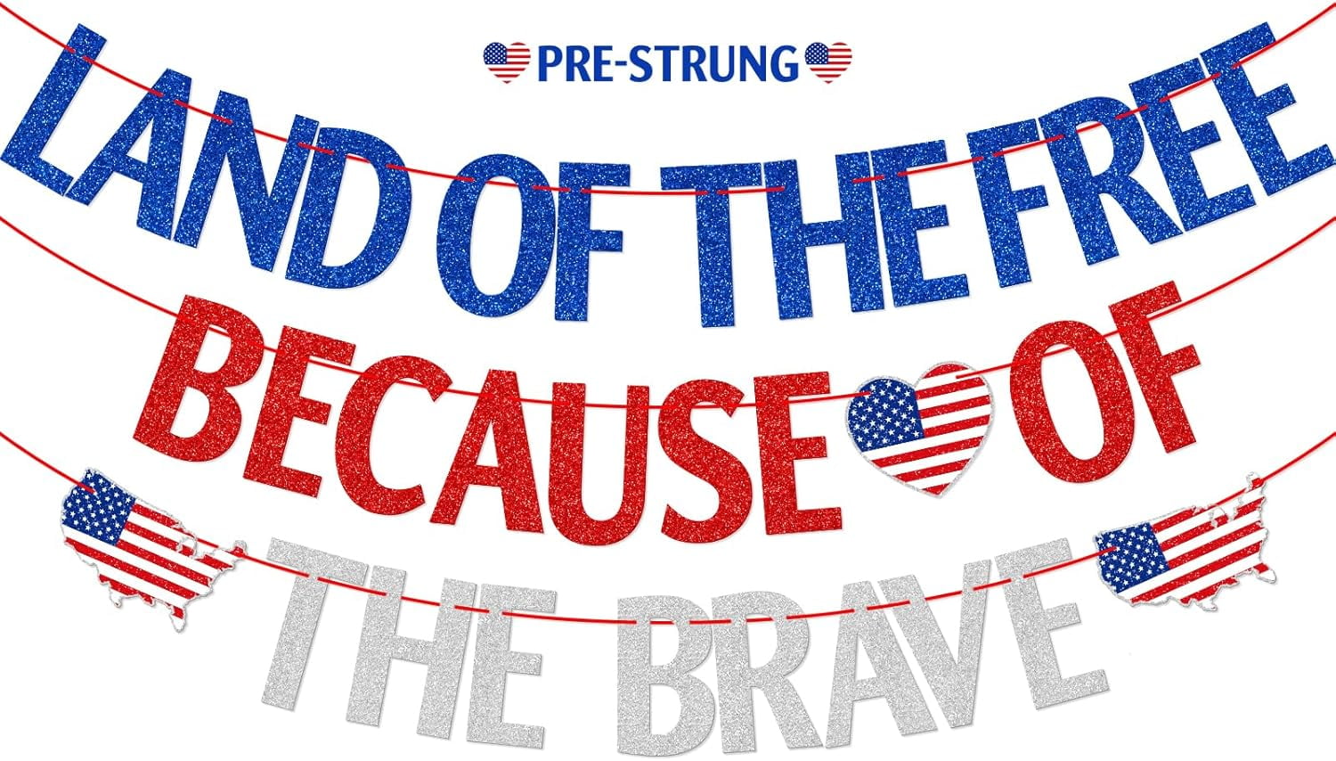 Land of the Free Because of the Brave Banner, 4th of July Decorations ...