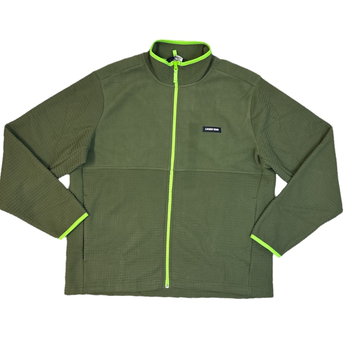 Land's End Men's Long Sleeve Full Zip Grid Fleece Jacket (Beetle, XXL ...
