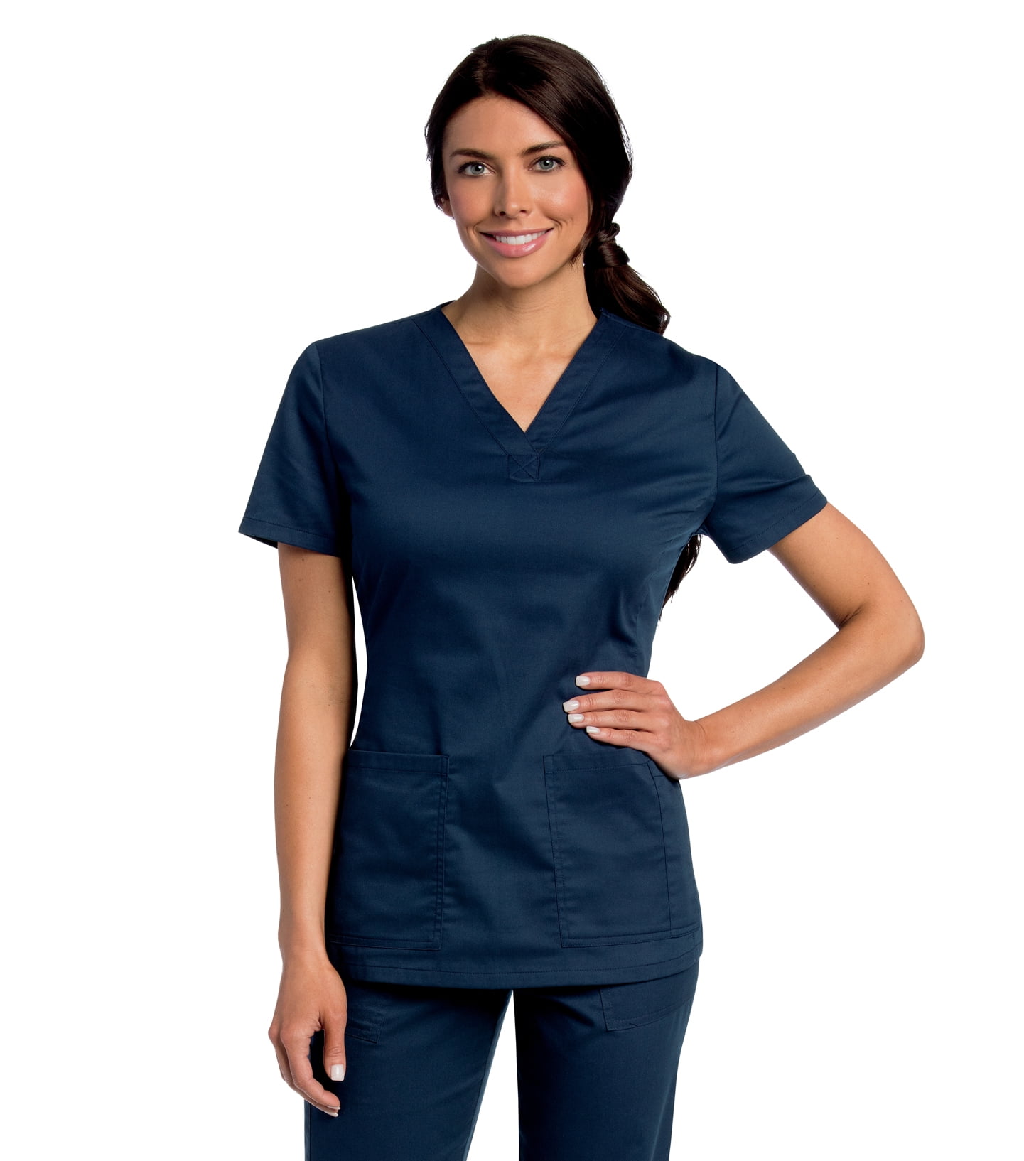 Landau All Day Women's Mechanical Stretch Two Pocket V-Neck Scrub Top ...