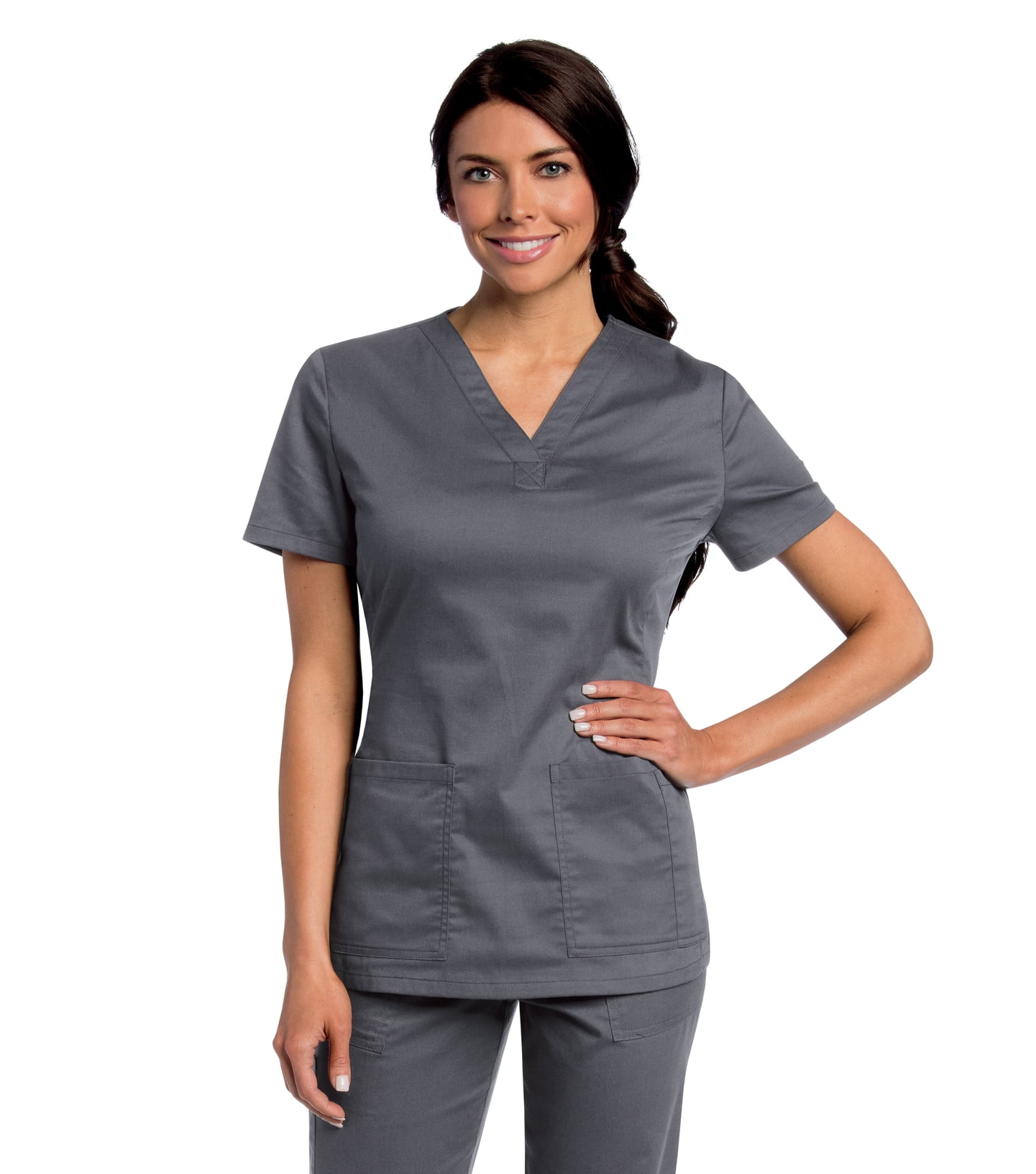 Landau All Day Women's Mechanical Stretch Two Pocket V-Neck Scrub Top ...