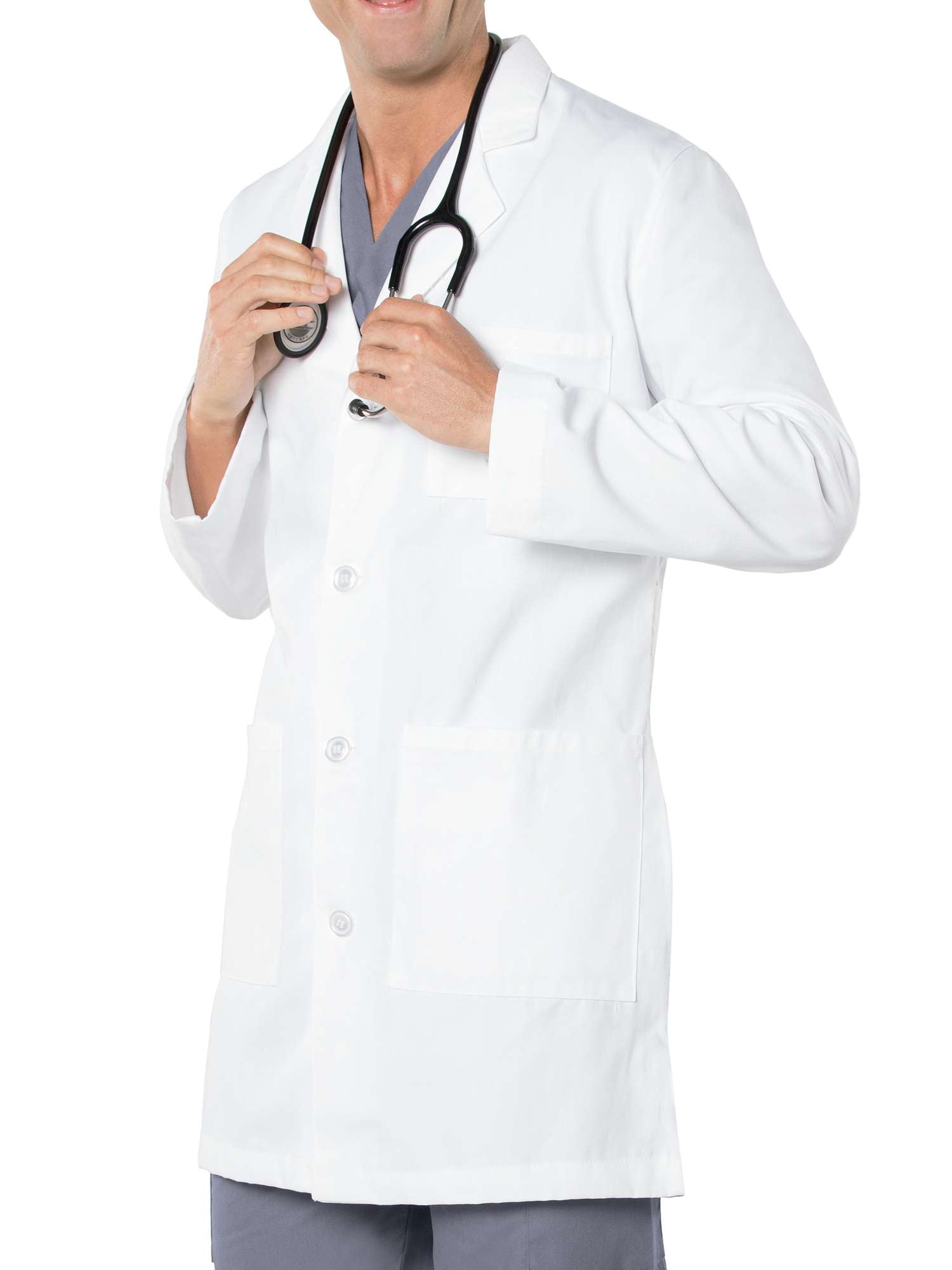 Landau Essentials Relaxed Fit 5-Pkt 4-Button Full-Length Lab Coat for ...