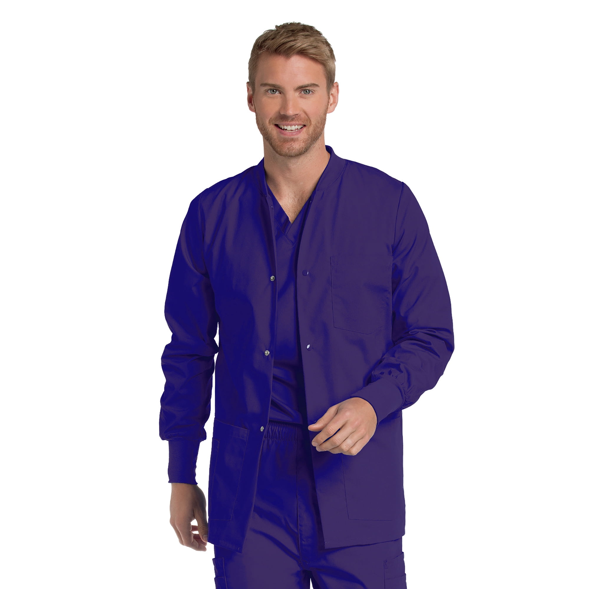 Landau Essentials Relaxed Fit 5-Pocket Snap-Front Scrub Jacket for Men ...
