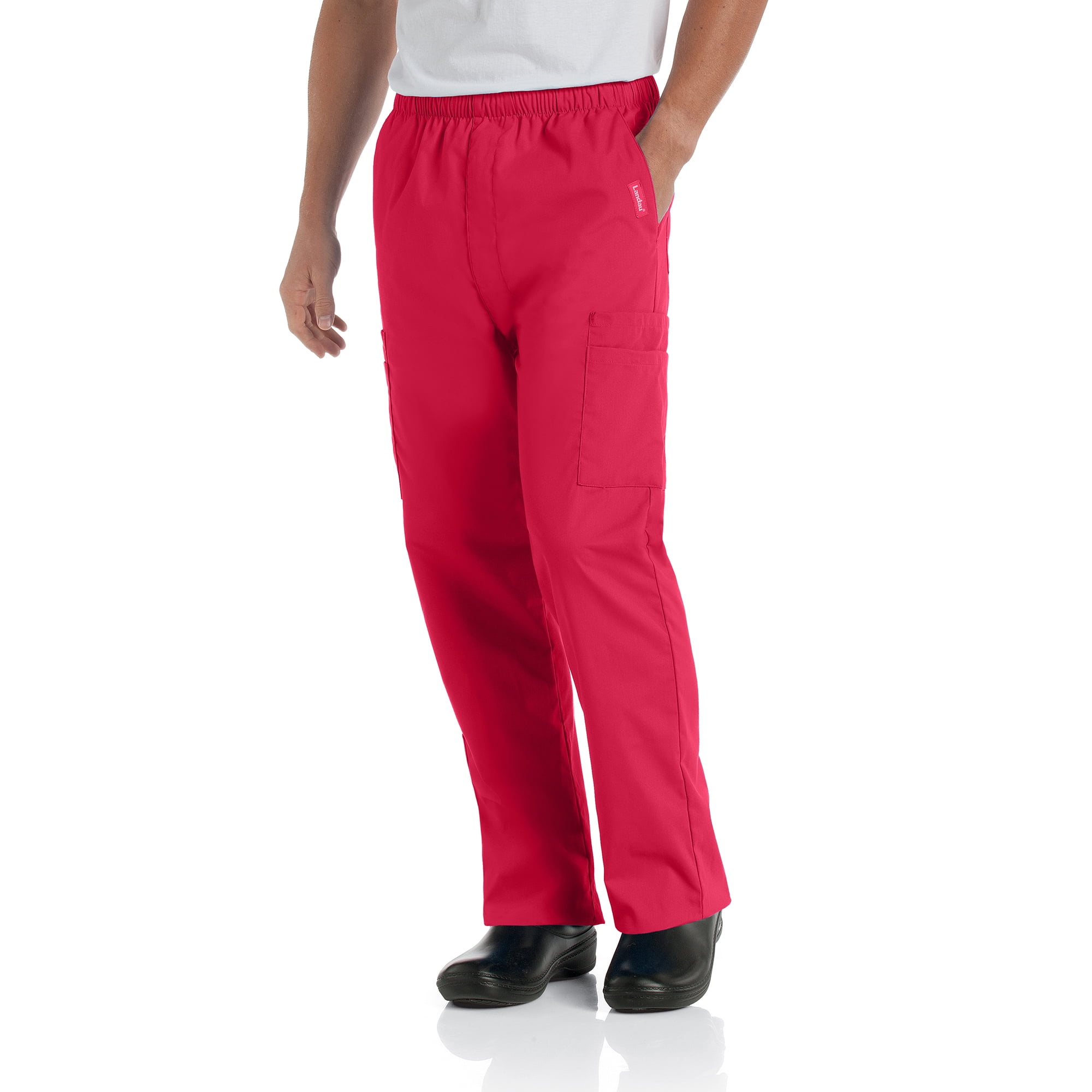 Landau Essentials Relaxed Fit 7-Pocket Elastic Cargo Scrub Pants for ...