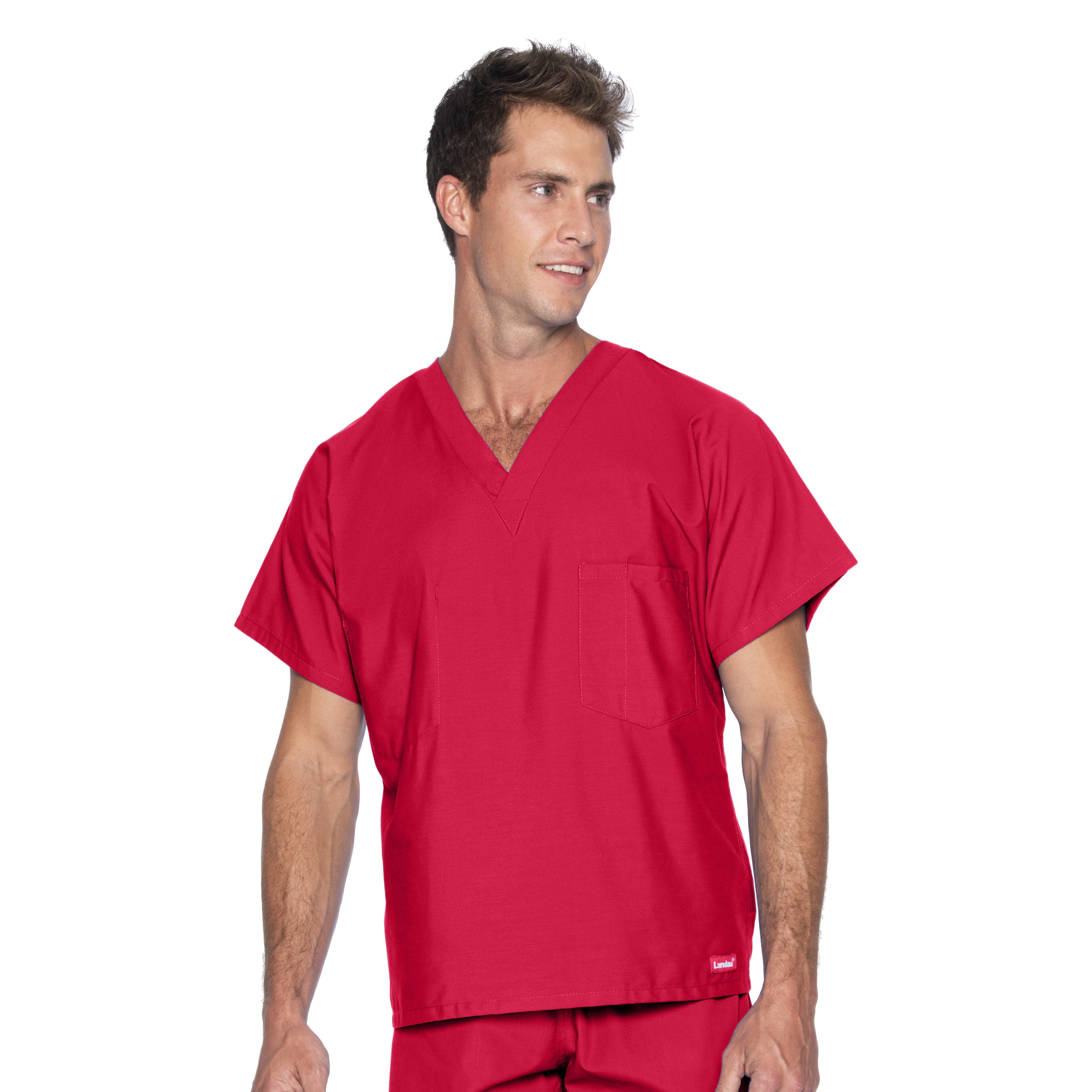Landau Essentials Unisex Relaxed Fit 1-Pocket V-Neck Scrub Top 7502 ...