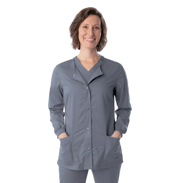 Landau ProFlex Tailored Fit 3-Pocket Snap-Front Scrub Jacket for Women ...