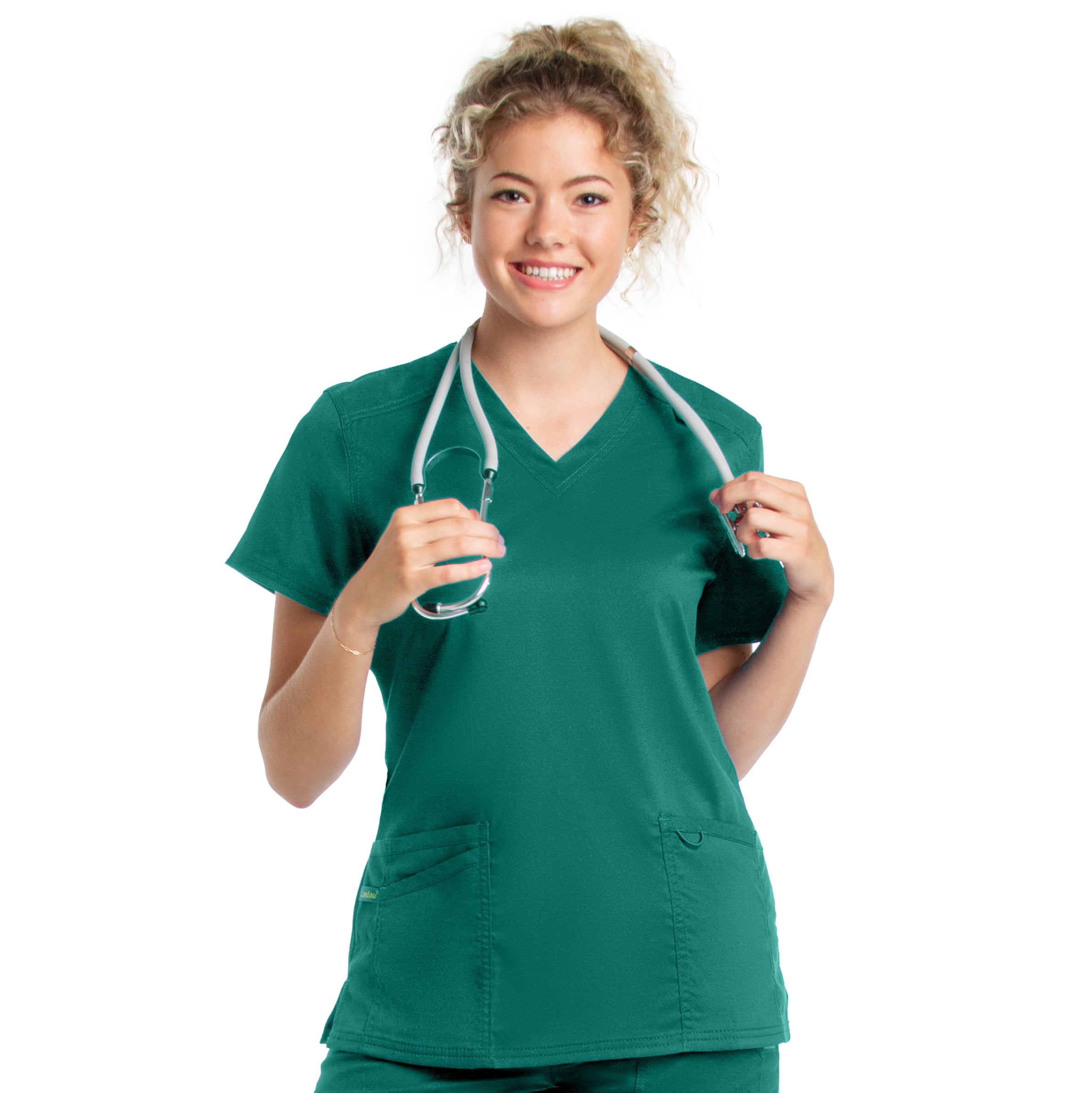 Landau ProFlex Tailored Fit Comfort Stretch 3-Pocket Scrub Top for ...