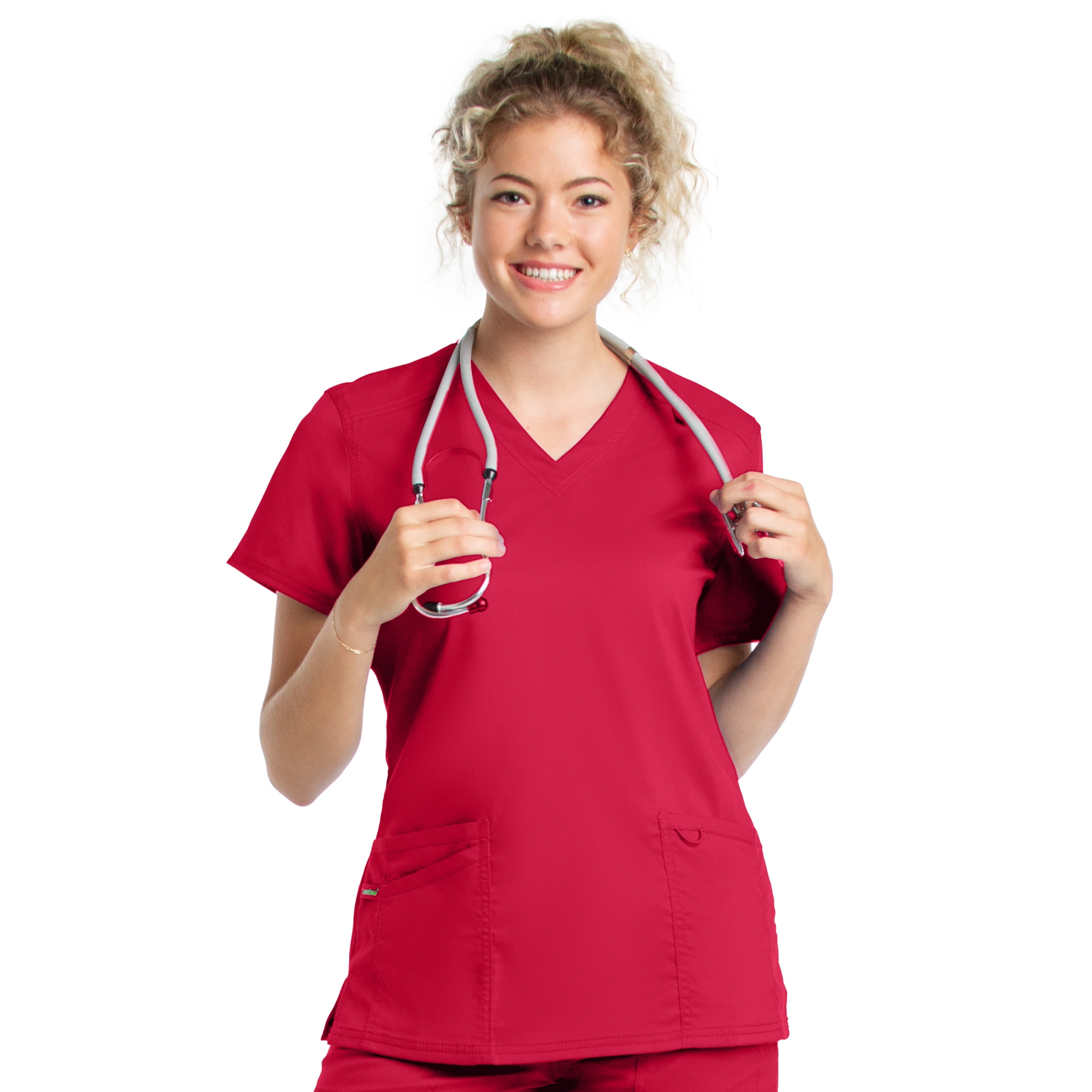 Landau ProFlex Tailored Fit Comfort Stretch 3-Pocket Scrub Top for Women 4160 - Walmart.com