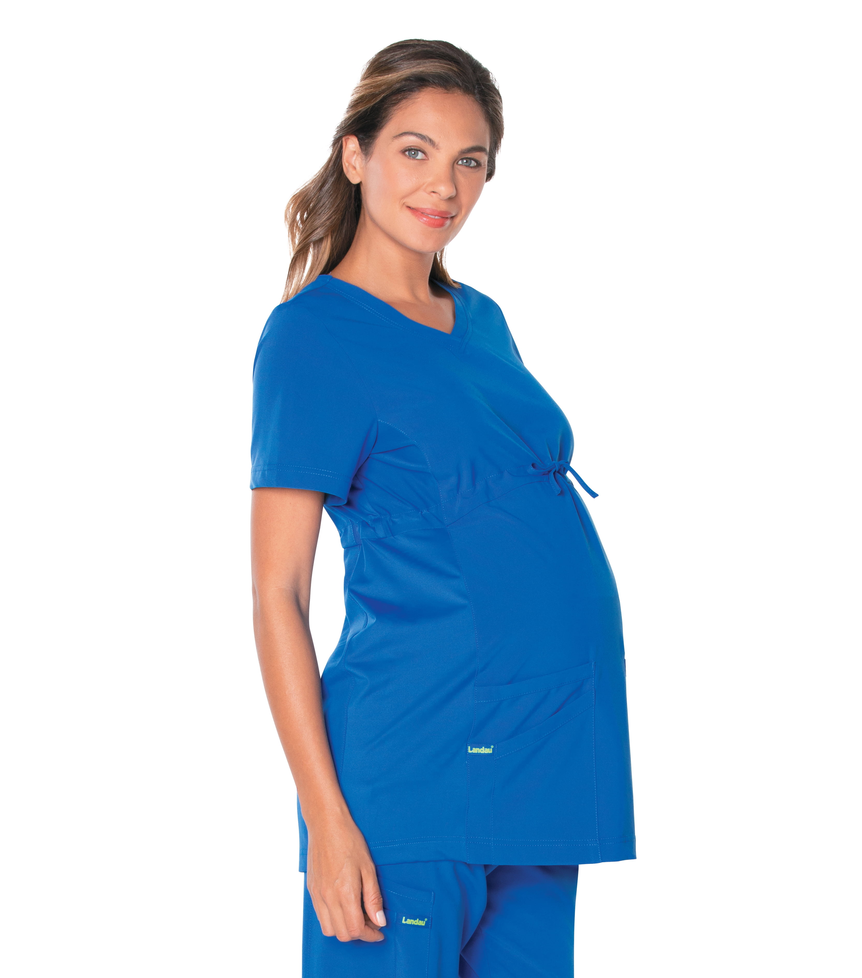Landau ProFlex Tailored Fit Stretch 3-Pocket Maternity Scrub Top for ...