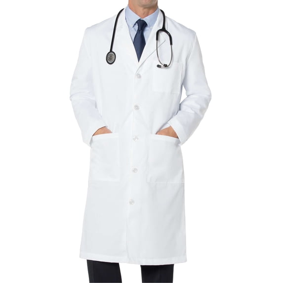 Landau Relaxed Fit 3-Pocket 5-Button Full-Length Lab Coat for Men 3140 ...