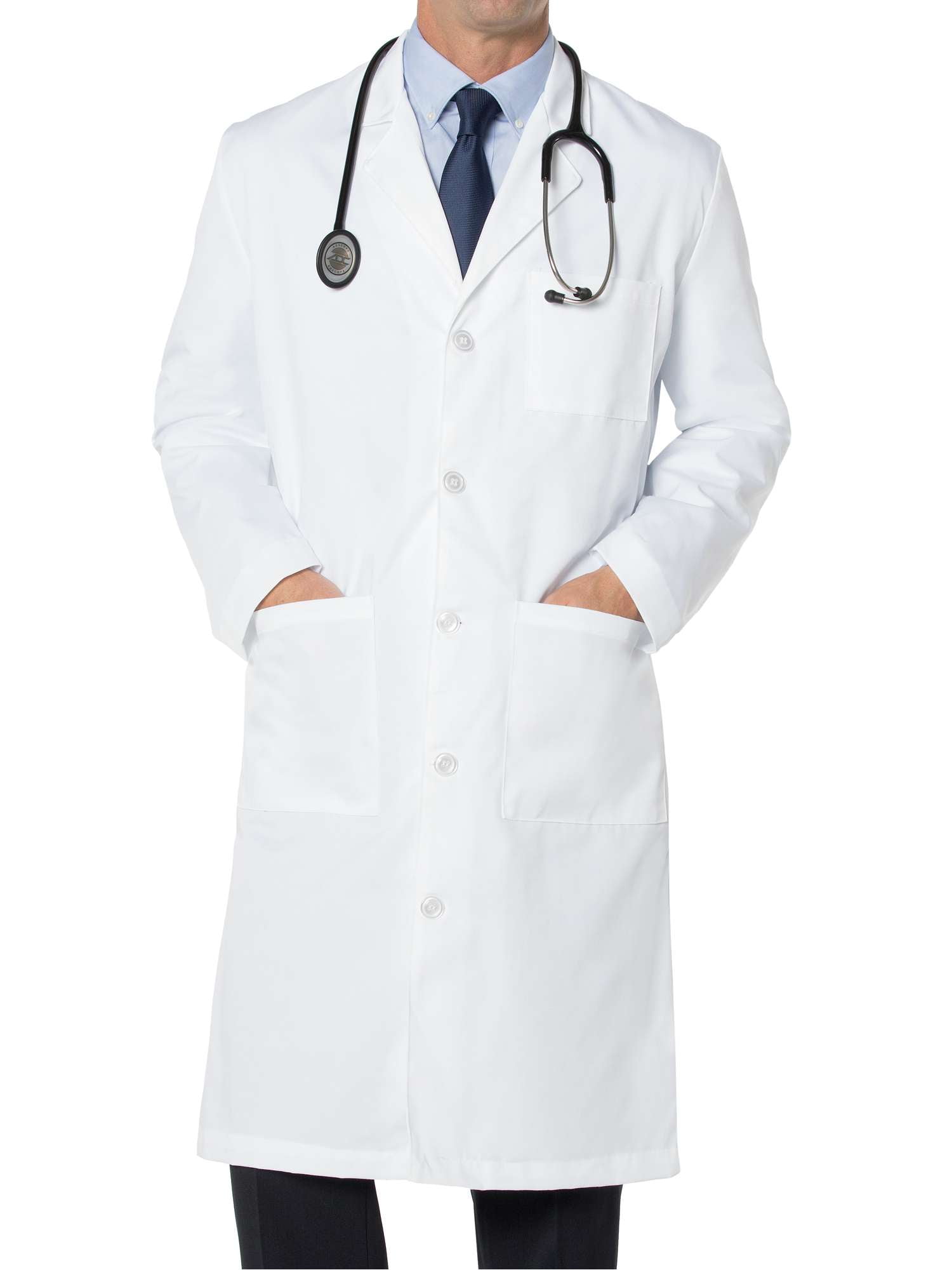 Landau Relaxed Fit 3-Pocket 5-Button Full-Length Lab Coat for Men 3140 ...