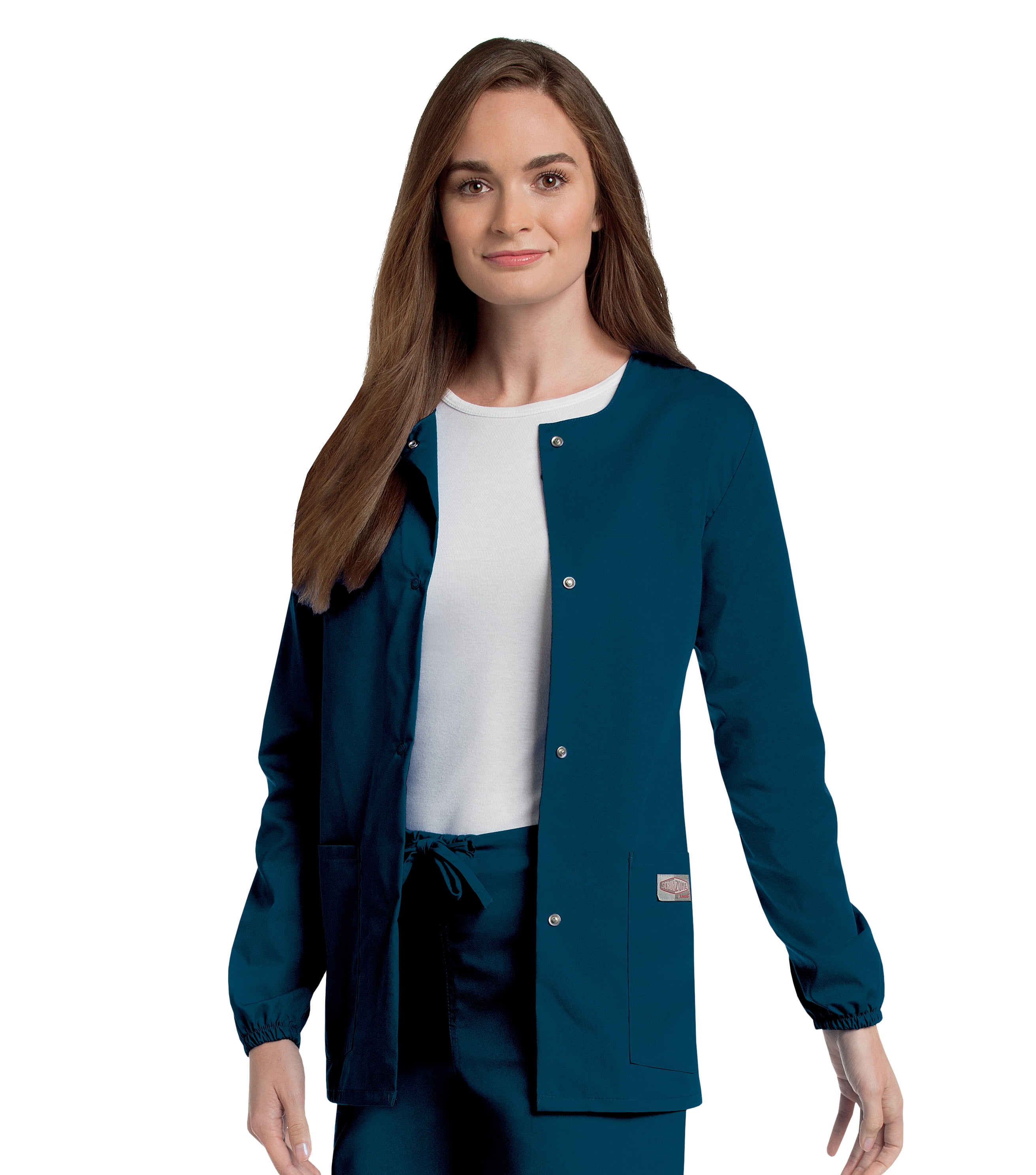 Landau Scrub Zone Relaxed Fit 2-Pocket Snap-Front Scrub Jacket for ...