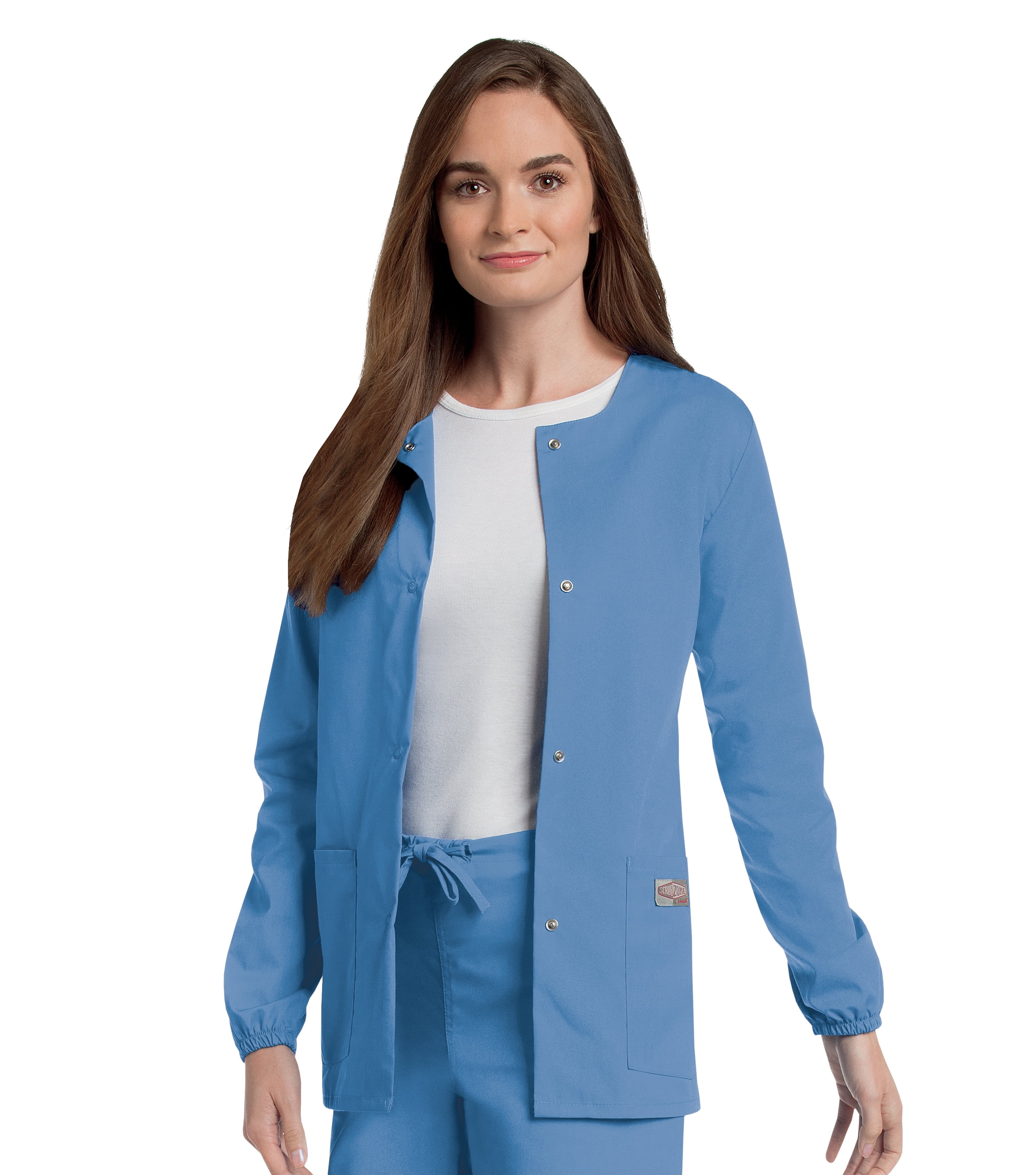 Landau Scrub Zone Relaxed Fit 2-Pocket Snap-Front Scrub Jacket for ...
