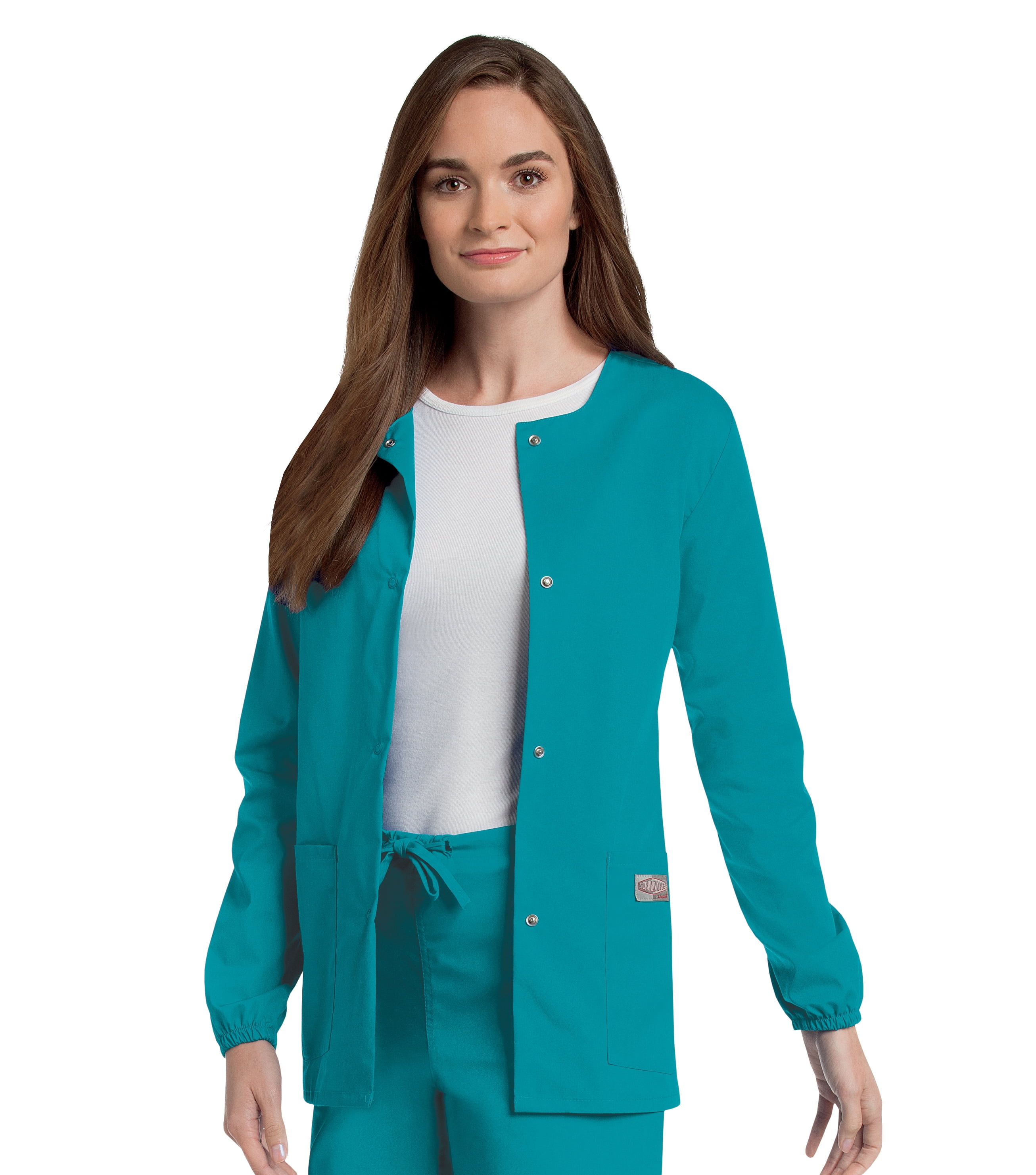 Landau Scrub Zone Relaxed Fit 2-Pocket Snap-Front Scrub Jacket for ...