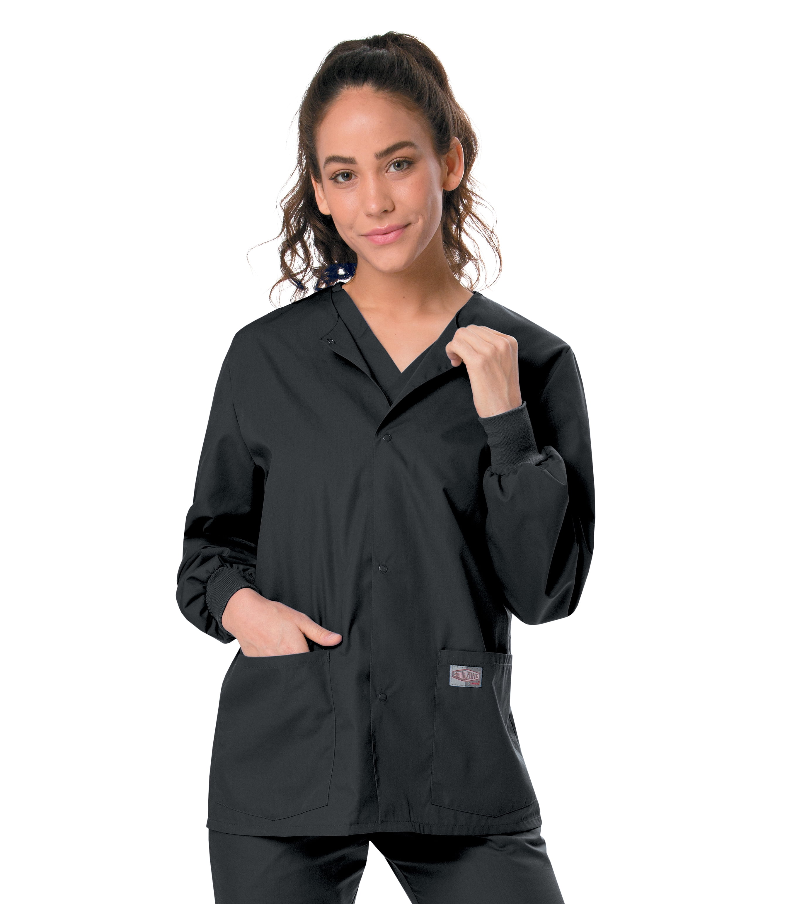 Landau Scrub Zone Unisex Relaxed Fit 2-Pocket Snap-Front Scrub Jacket ...
