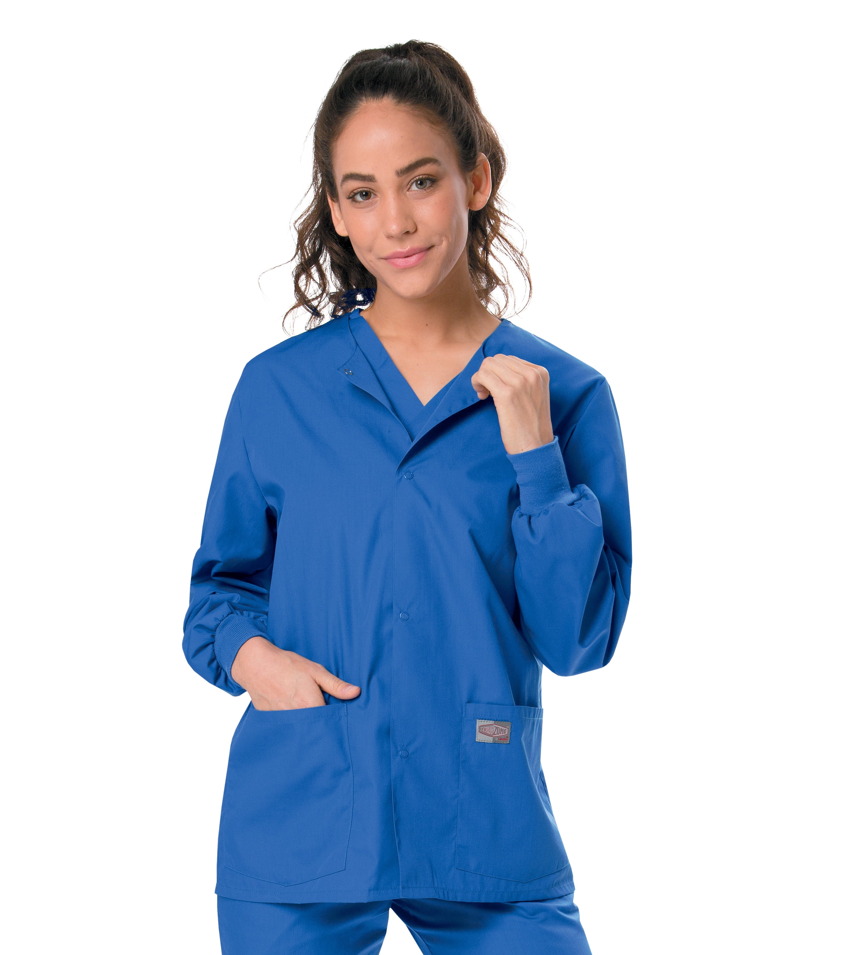Landau Scrub Zone Unisex Relaxed Fit 2-Pocket Snap-Front Scrub Jacket ...