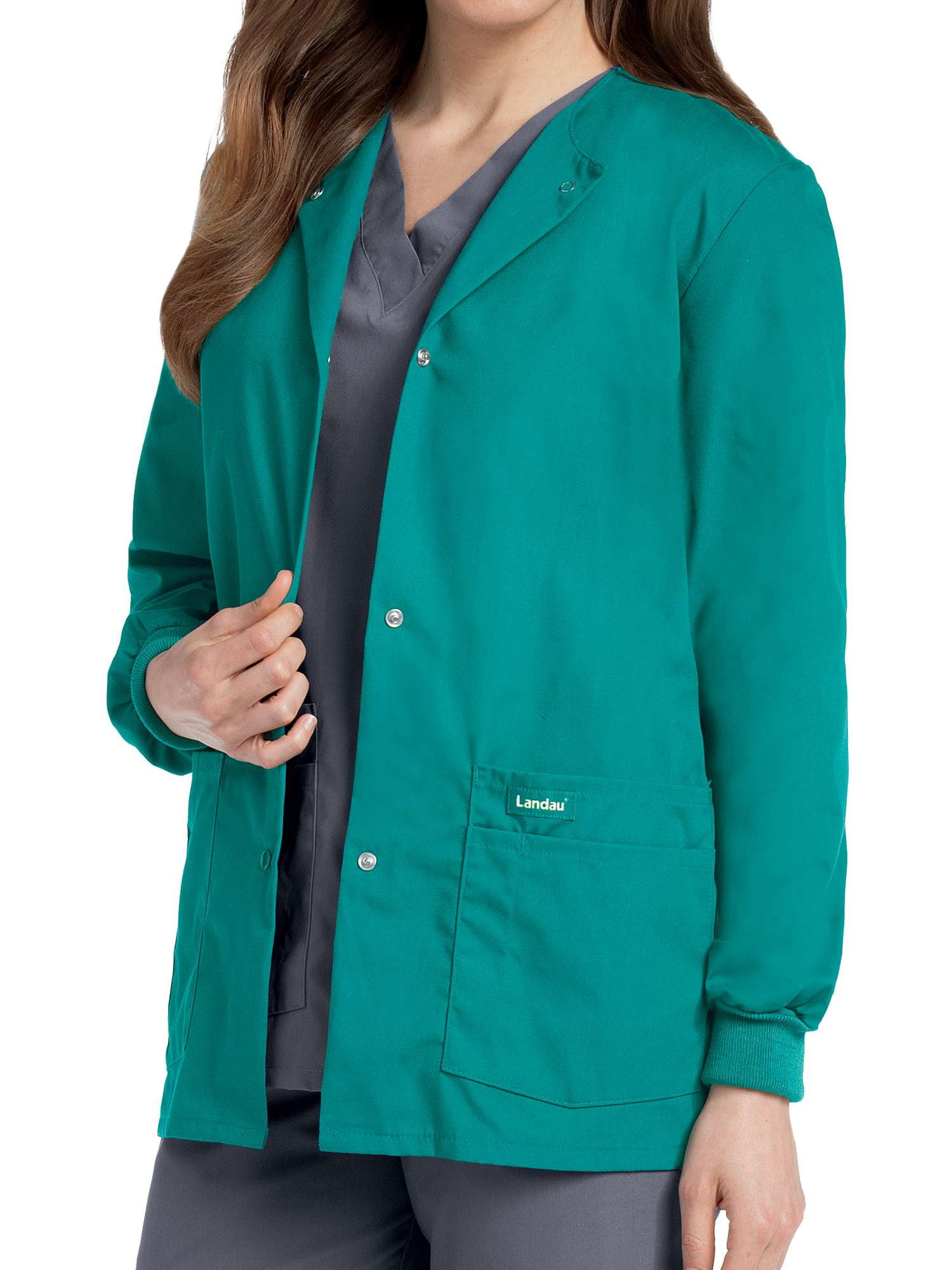 Landau Women's Snap Front Warm-up Scrub Jacket - Walmart.com