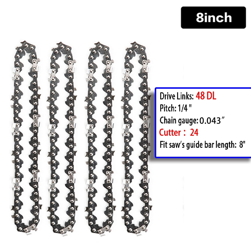 Landgoo 4Pack 8 Inch Chainsaw Chain and Guide 1/4 Pitch 0.043"Gauge 48 ...
