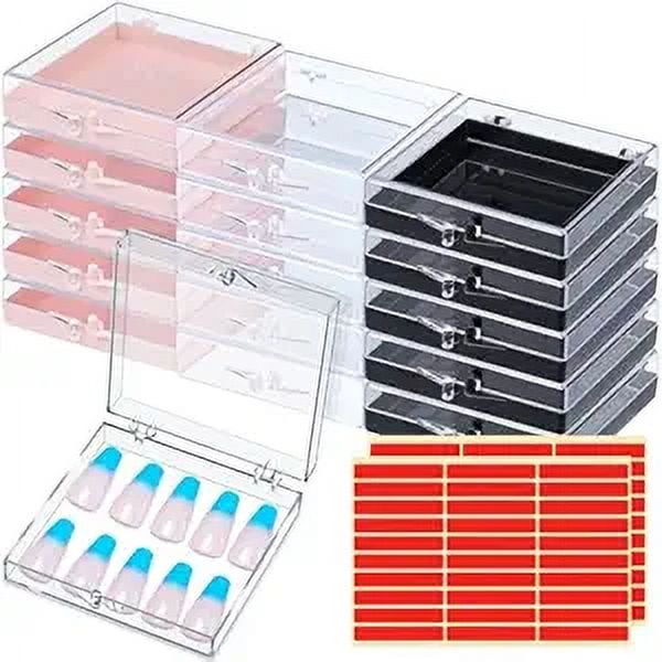Landhoow 15 Pcs Press On Nail Boxes Nail Display Case with 30 Adhesive ...