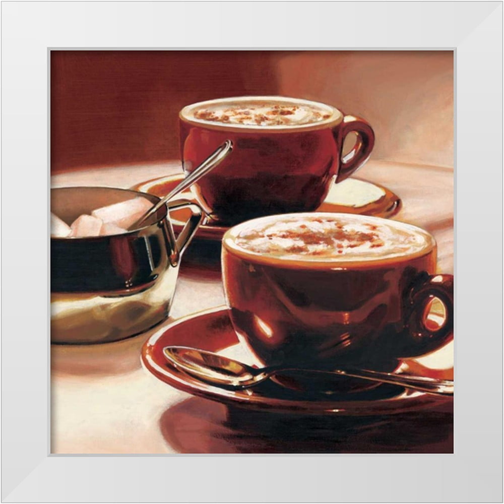 Landi, Federico 26x26 White Modern Wood Framed Museum Art Print Titled - Tazze con Cappuccino ...