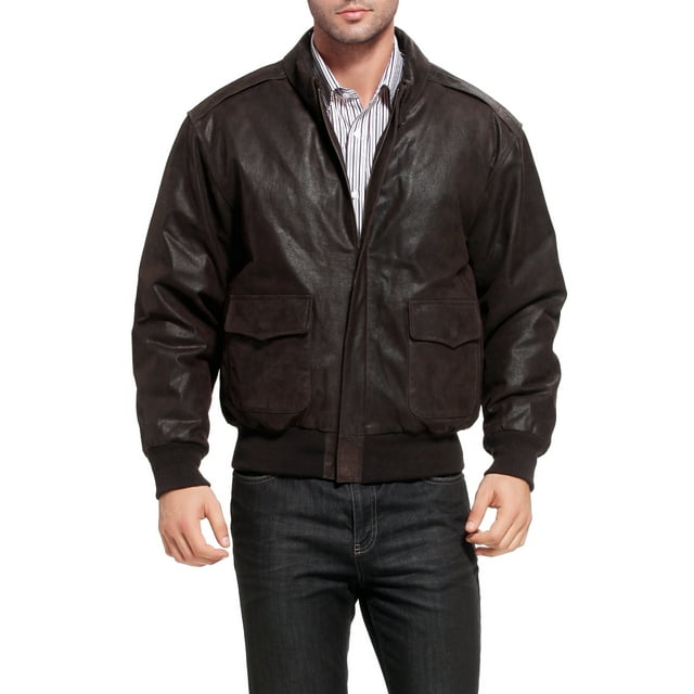 Landing Leathers Men Air Force A-2 Leather Flight Bomber Jacket - Walmart.com