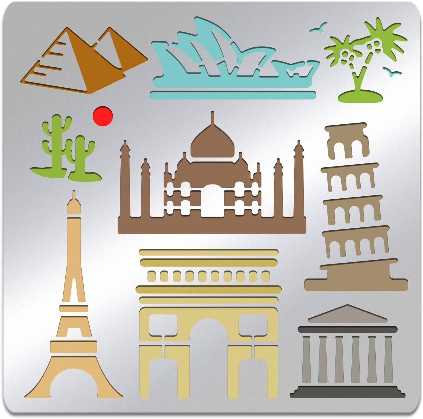 Landmark Silhouette Elements Metal Stencil, 6x6 inch Reusable Eiffel ...