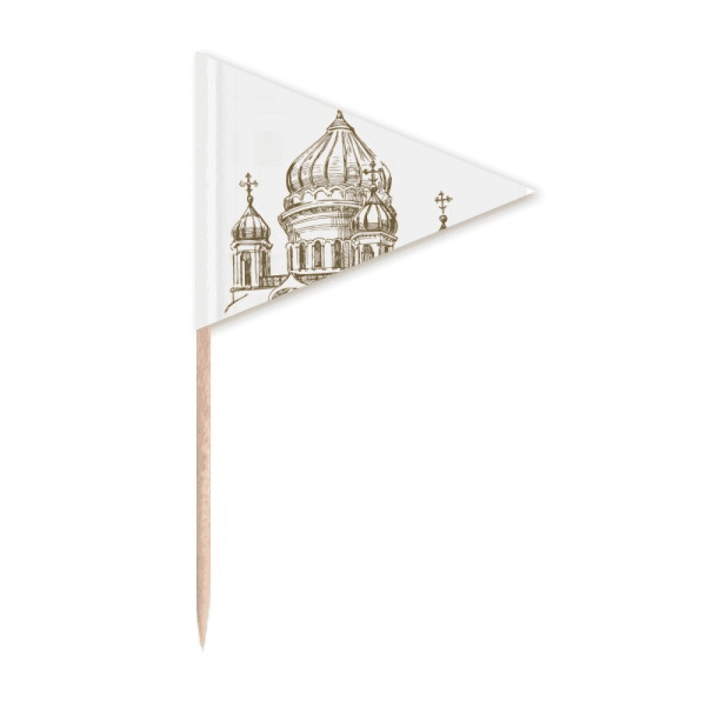 Landmark Sketch Landscape Toothpick Triangle Cupcake Toppers Flag ...