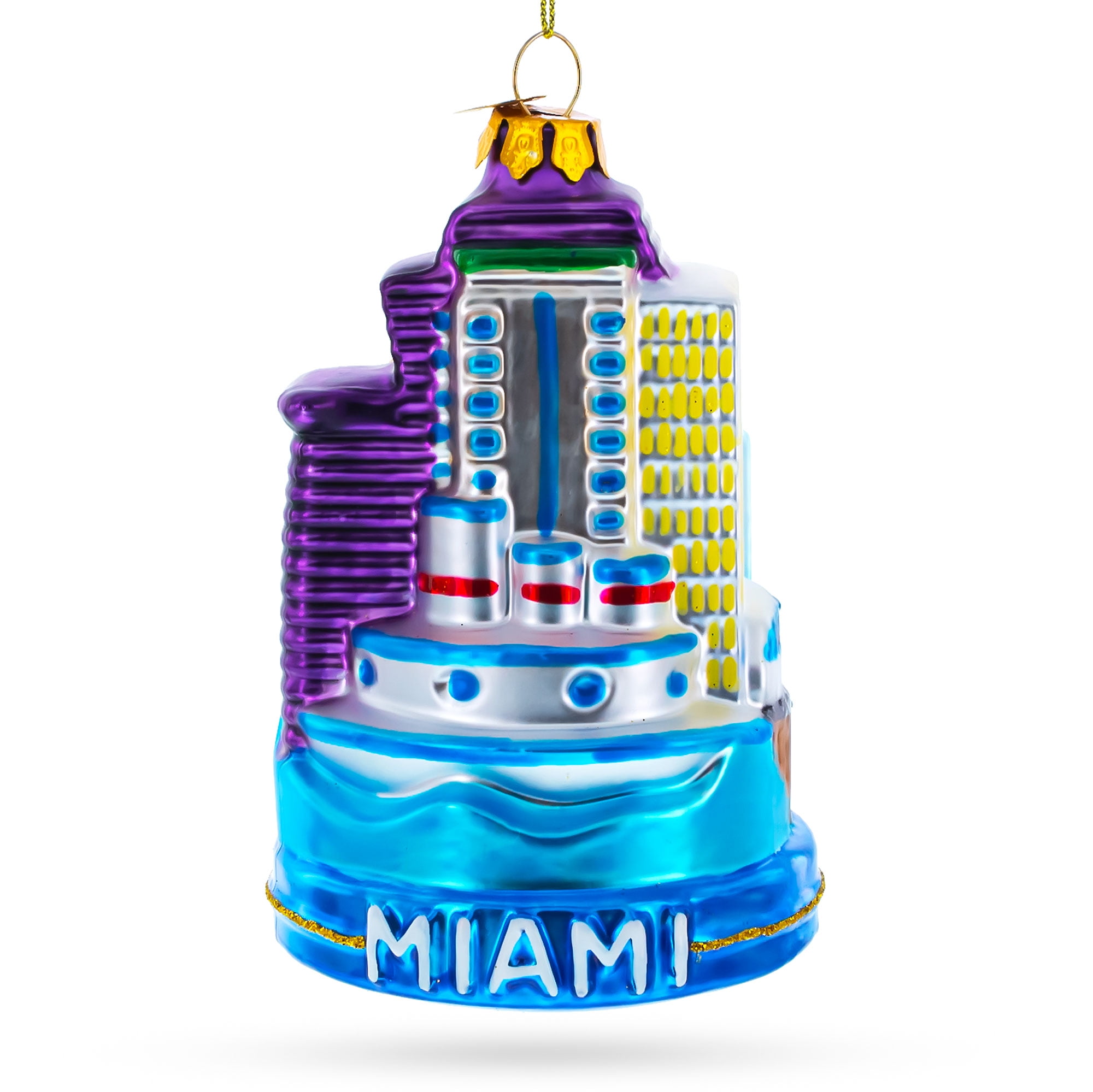 Landmarks of Miami, Florida Blown Glass Christmas Ornament - Walmart.com