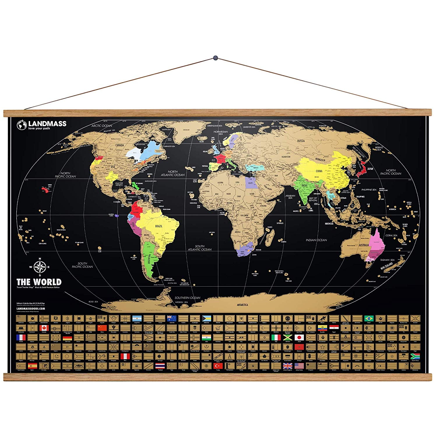 Free Shipping! Landmass - Extra Large Scratch Off Map of The World with ...