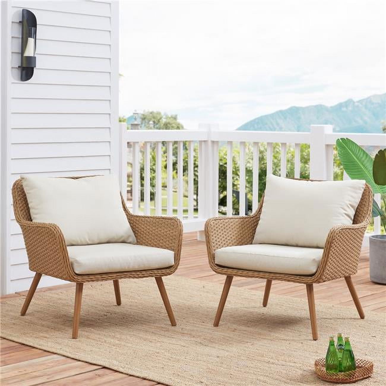 Landon Outdoor Wicker Chair Set, Brown - 2 Piece - Walmart.com