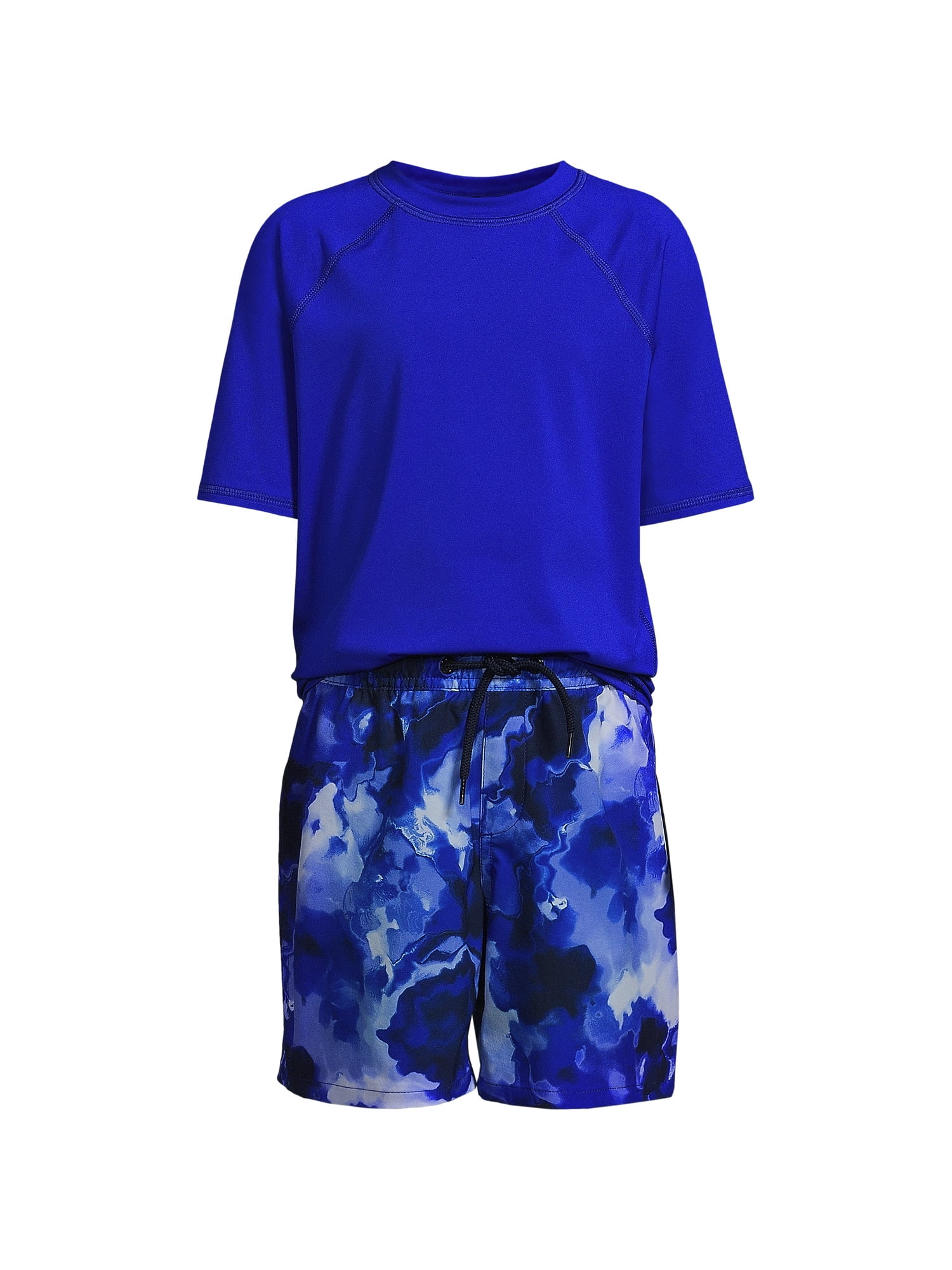 Lands' End Boys Chlorine Resistant Short Sleeve UPF 50 Rash Guard Swim ...