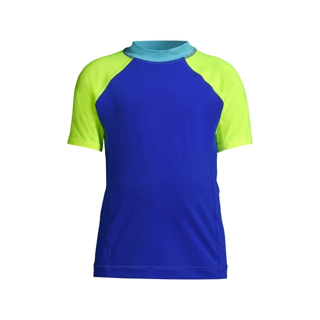 Lands' End Boys Husky Short Sleeve Crew Neck Swim UPF 50 Rash Guard ...