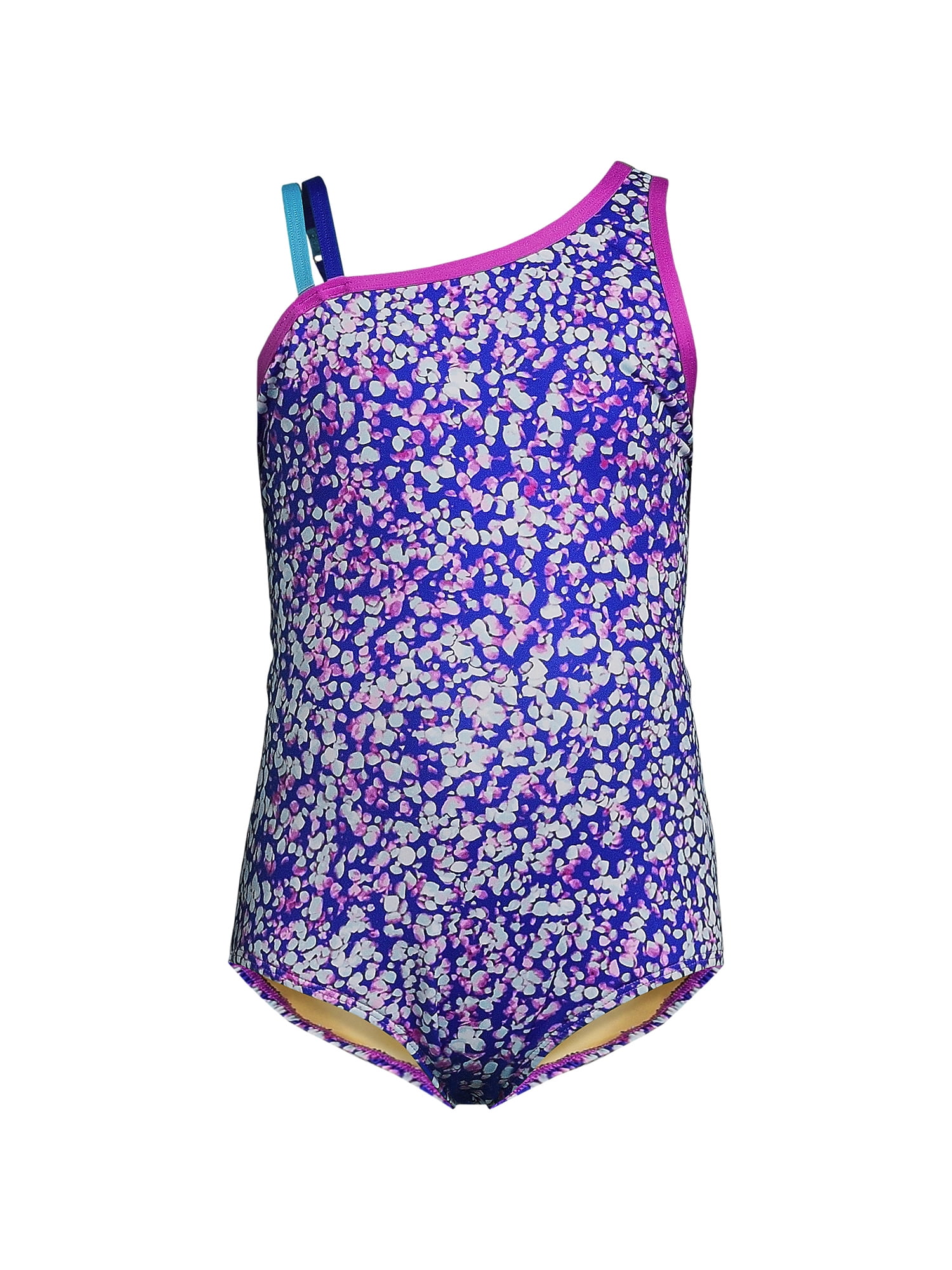 Lands' End Girls Chlorine Resistant One Shoulder Cut Out One Piece ...