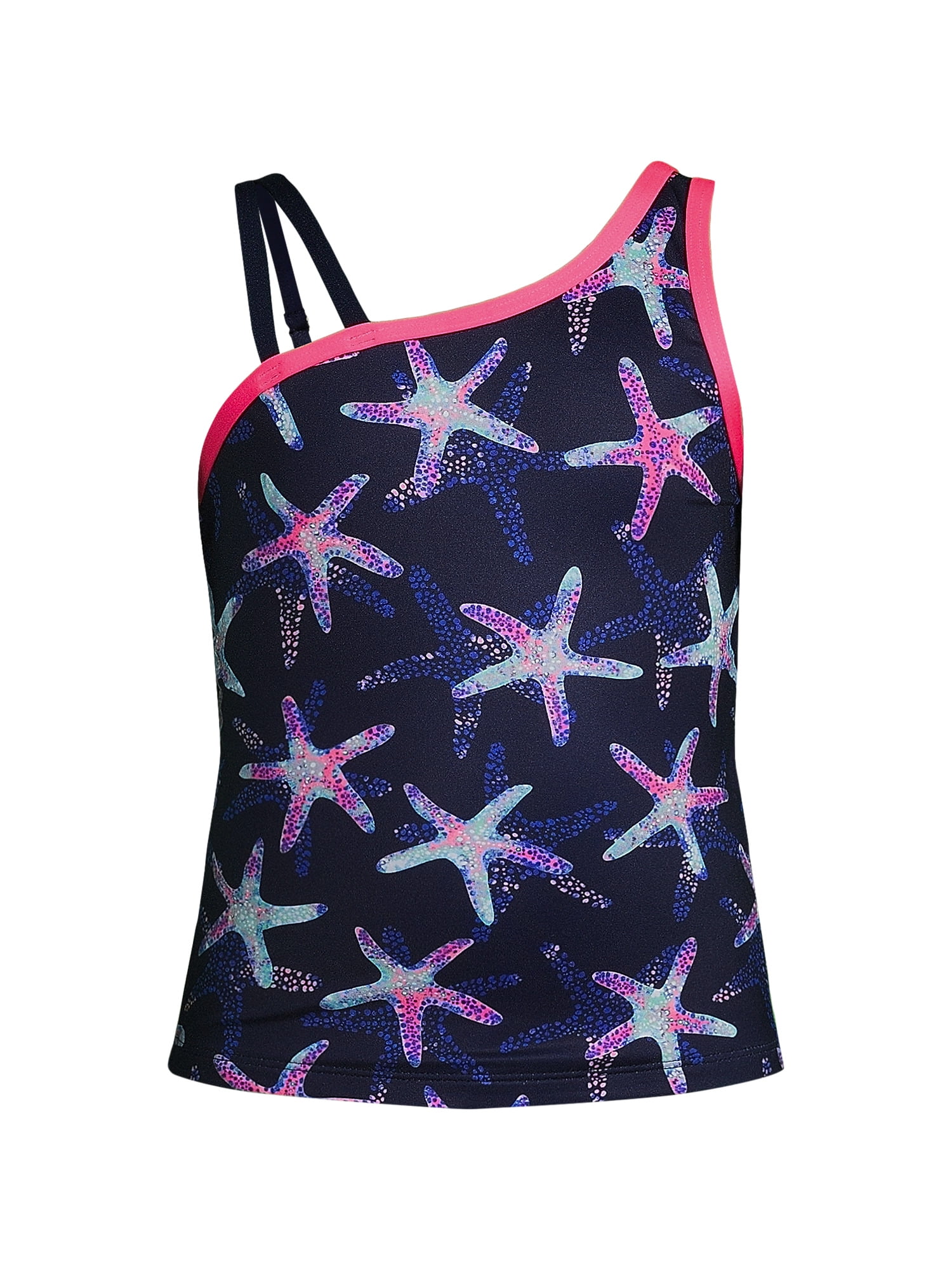 Lands' End Girls Chlorine Resistant One Shoulder with Strap Tankini Top ...