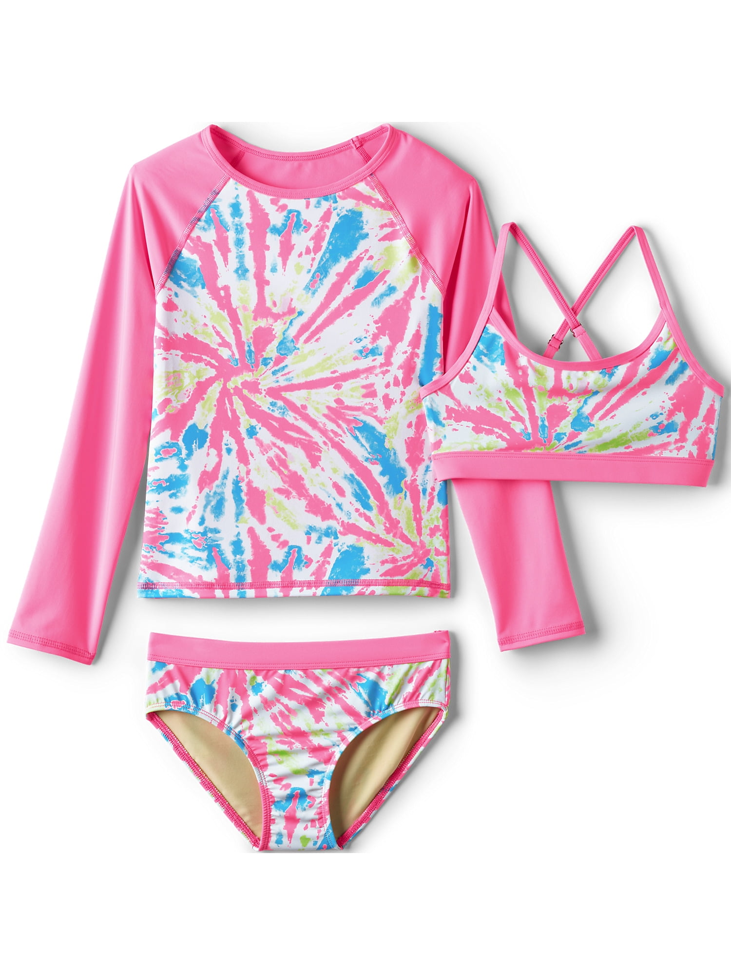Lands' End Girls Plus Chlorine Resistant Rash Guard Swim Top Bikini Top ...