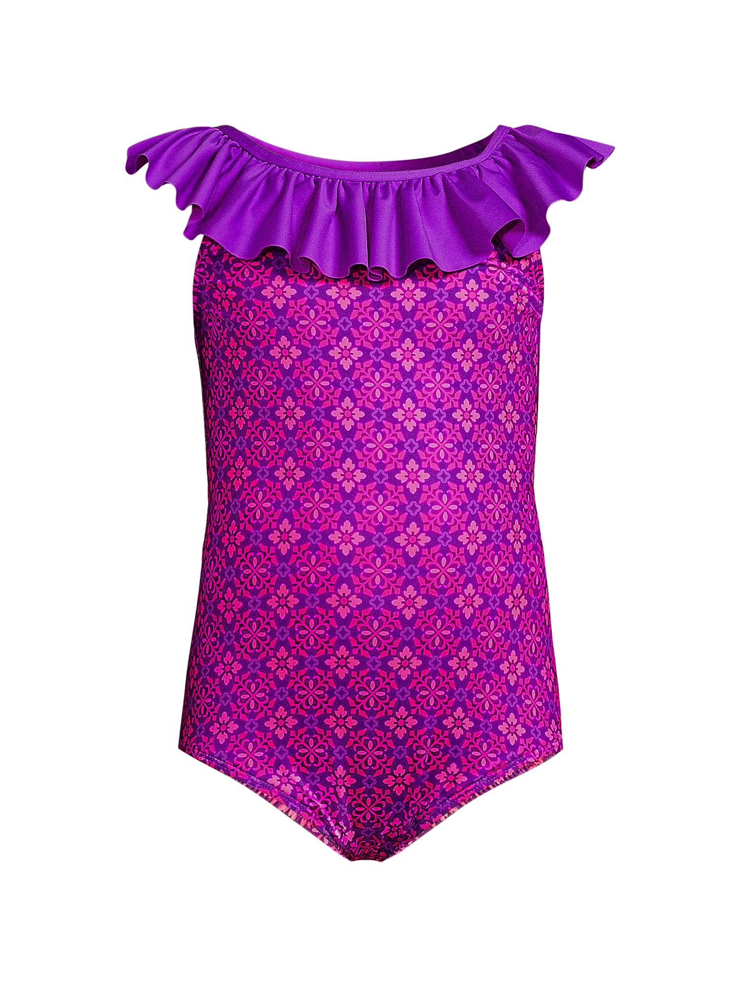 Lands' End Girls Scoop Ruffle Neck One Piece Swimsuit - Walmart.com