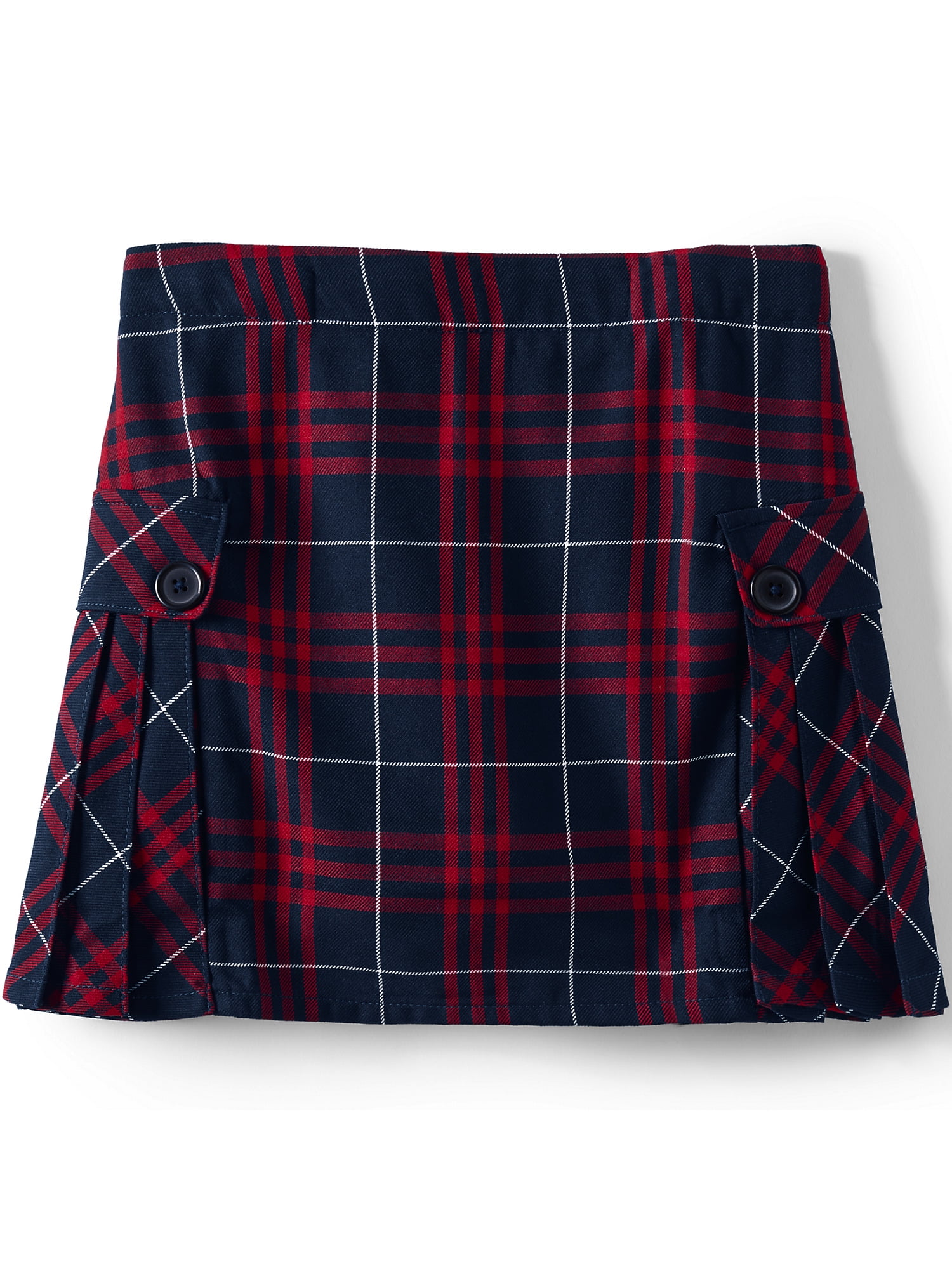 Lands' End Girls Side Pleat Plaid Skort Above the Knee - Walmart.com