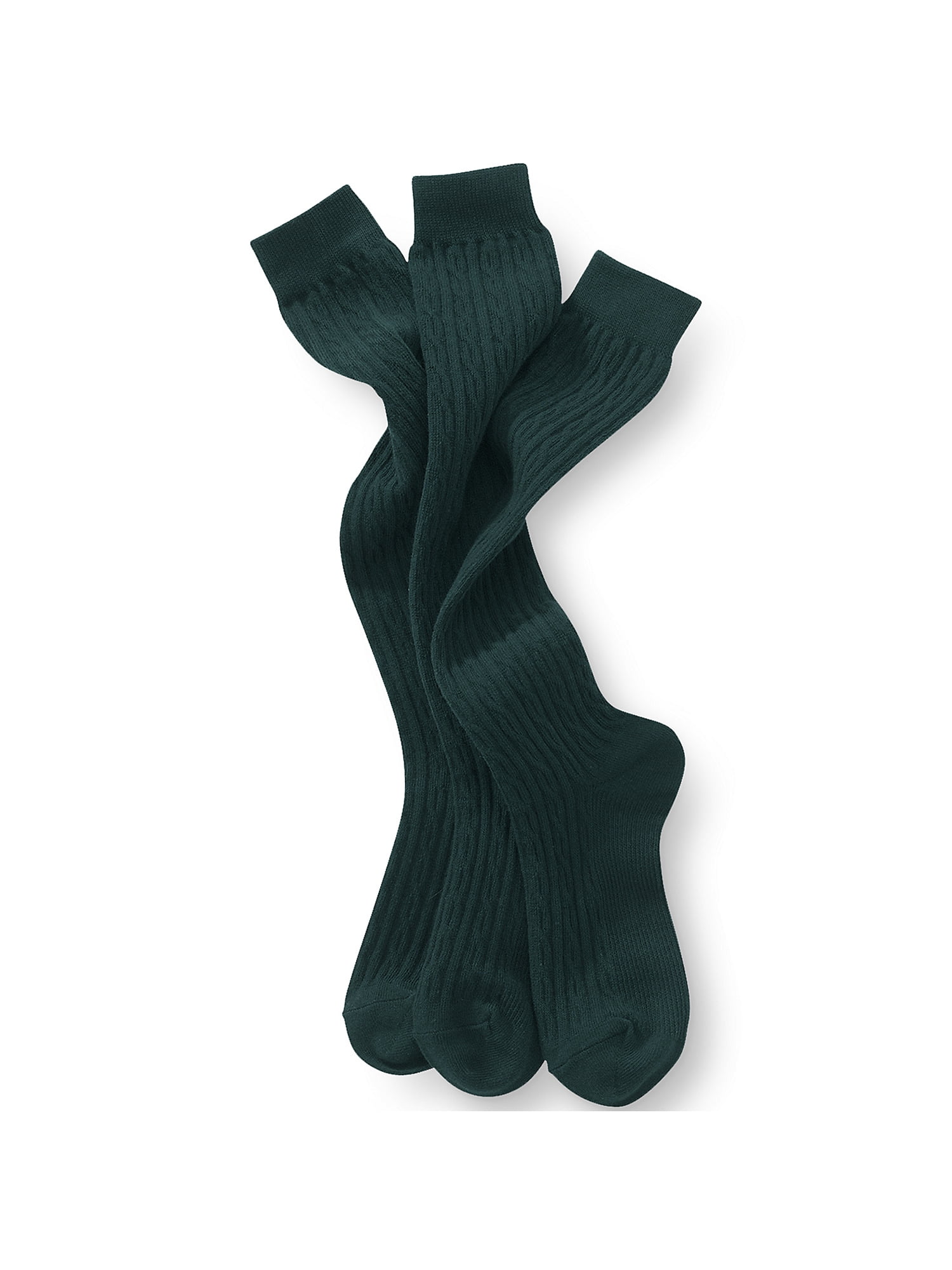 Lands' End Girls Solid Cable Knee Socks (3-pack) - Walmart.com