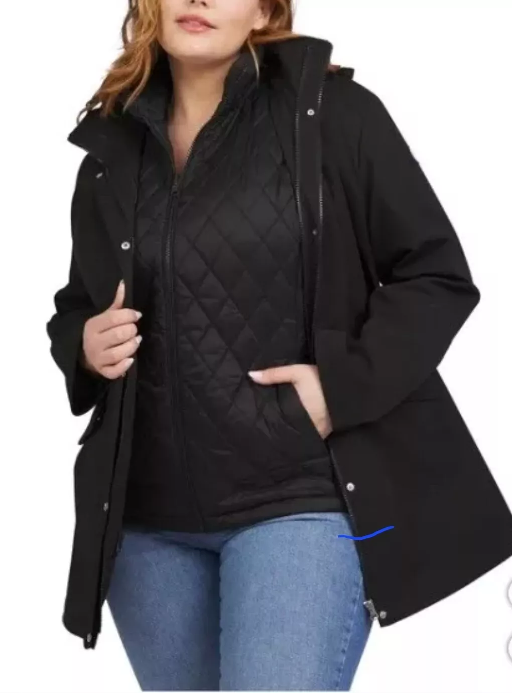Lands' End Ladies' 3-in-1 Systems Jacket With Vest Black Size Medium ...
