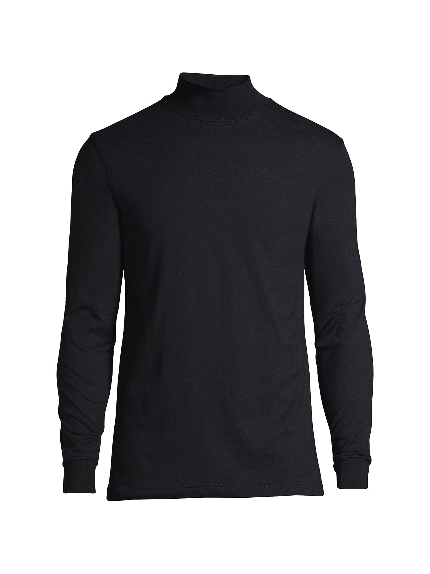 Lands End Mens Super T Breathable Cotton Mock Turtleneck Black L