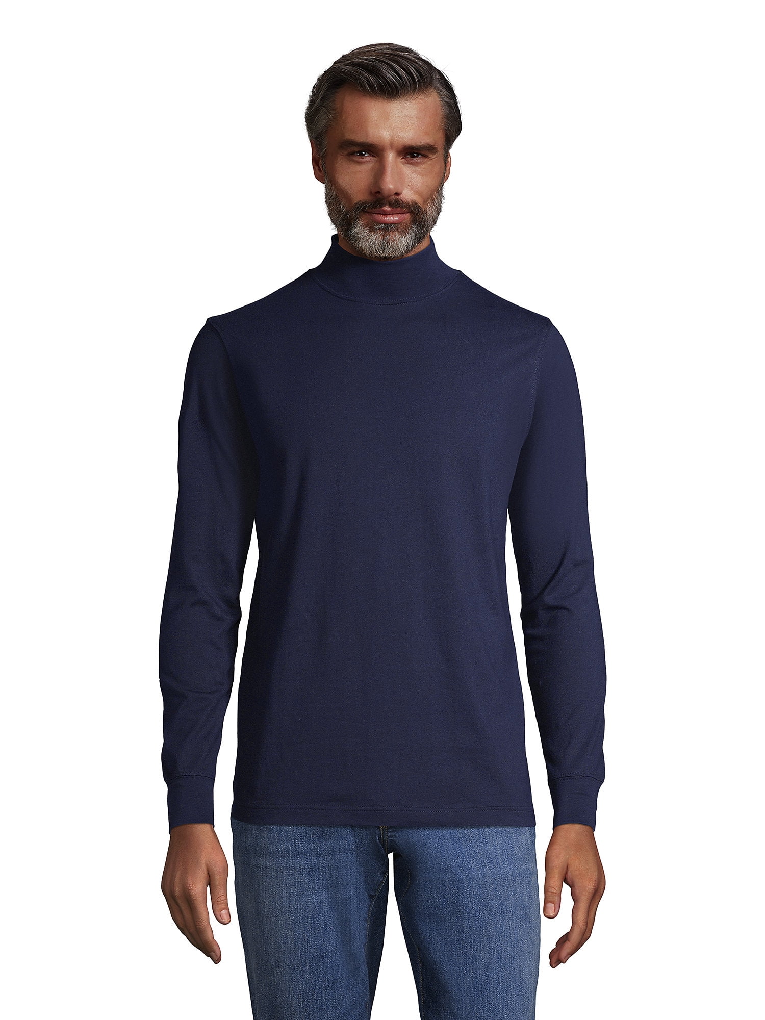 Lands End Lands End Mens Super T Mock Turtleneck Radiant Navy M