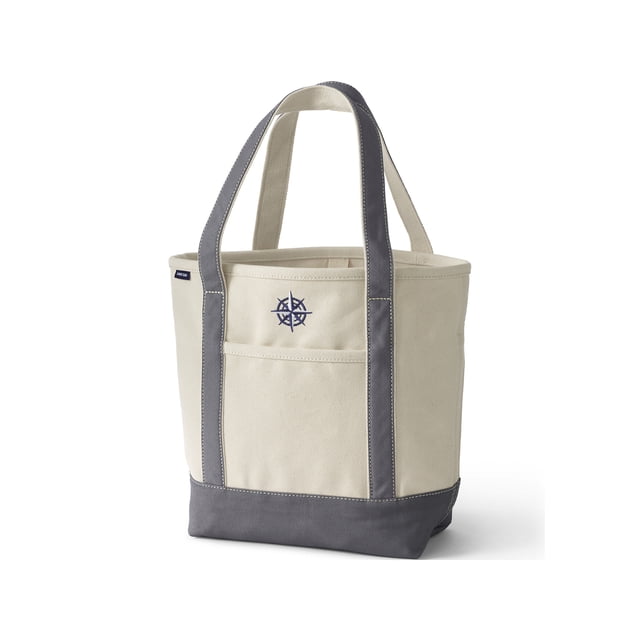 Lands' End Medium Natural 5 Pocket Open Top Canvas Tote Bag - Walmart.com